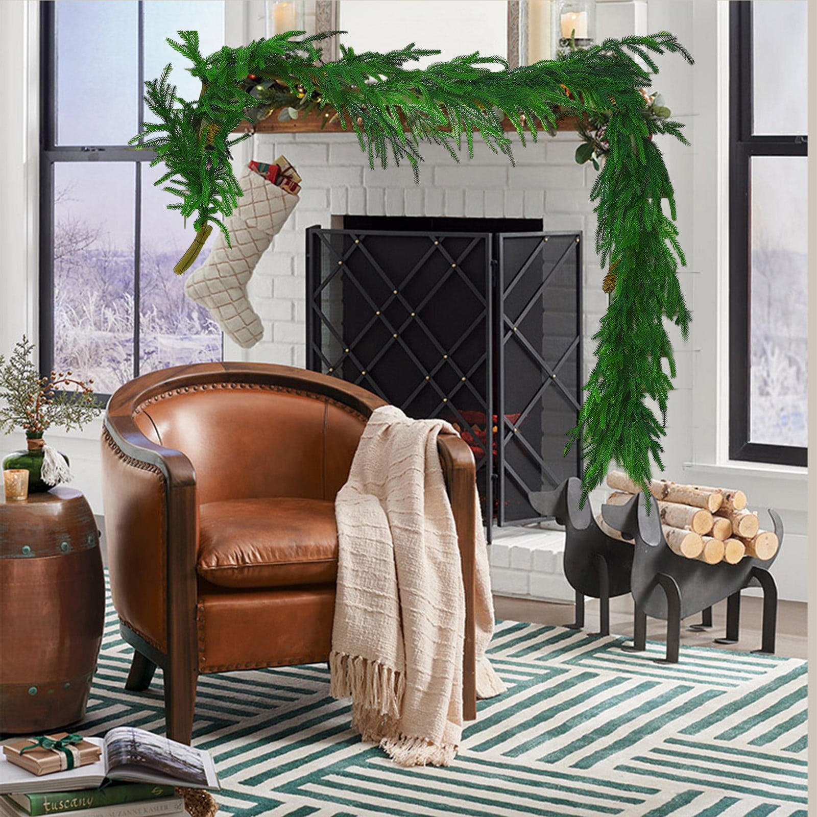 Artificial Norfolk Pine Garlands, Real Touch Winter Pine Garland, Green ...