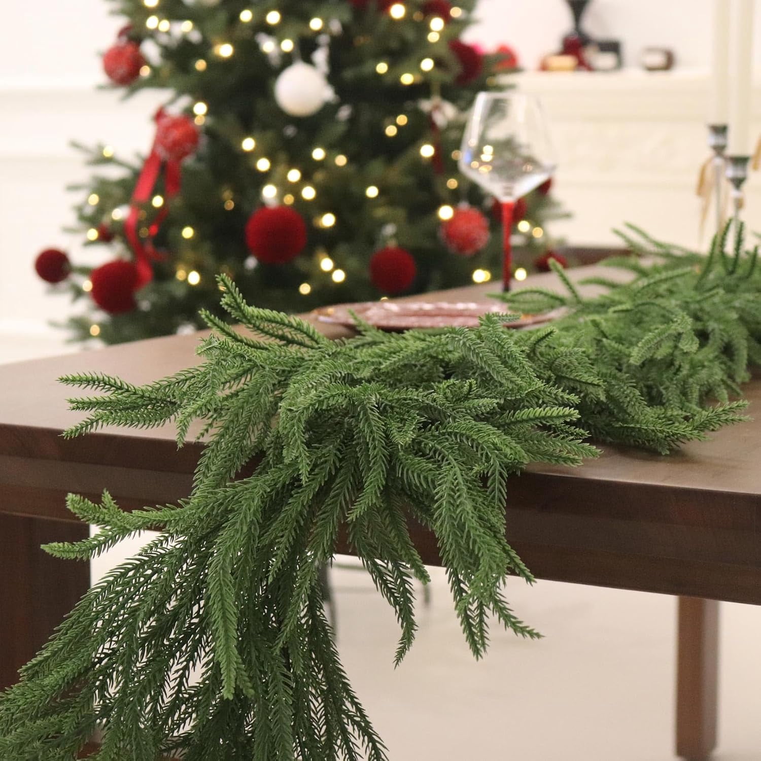 Artificial Norfolk Pine Garlands, Real Touch Winter Pine Garland, Green ...