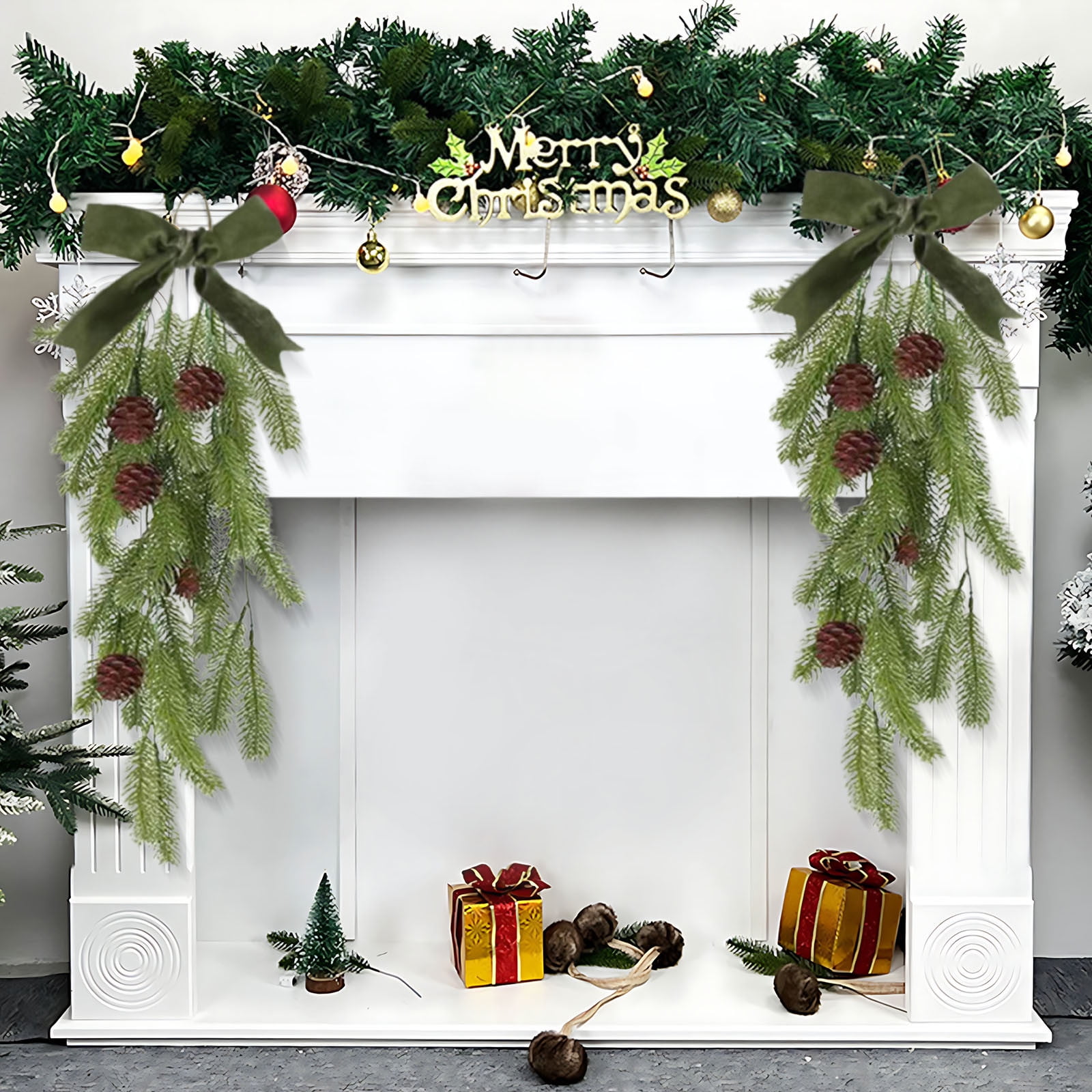 Artificial Norfolk Pine Teardrop Swags,Christmas Teardrop Swags ...