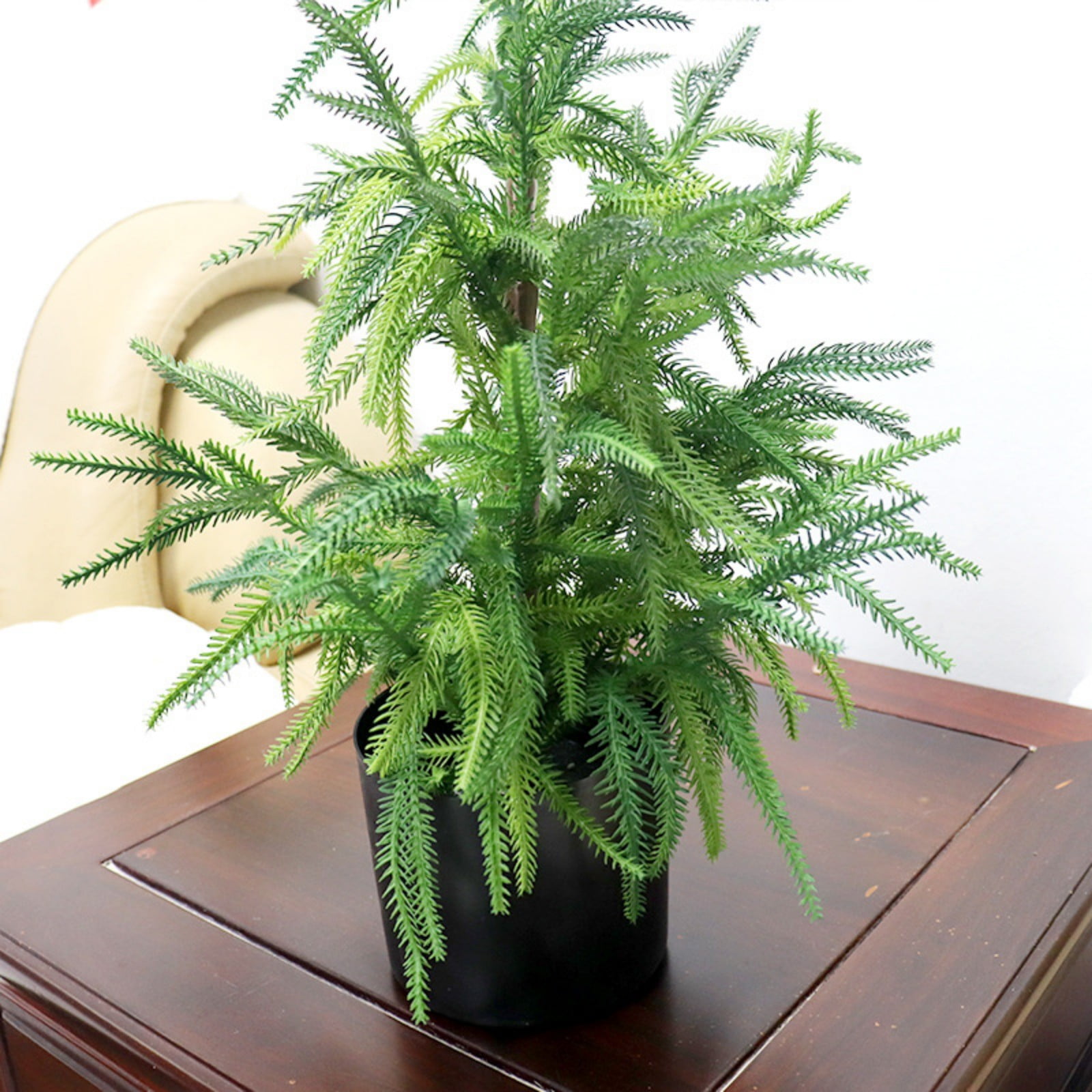 Artificial Norfolk Tree Faux Christmas Tree Potted Green for Front Porch Christmas Indoor ...