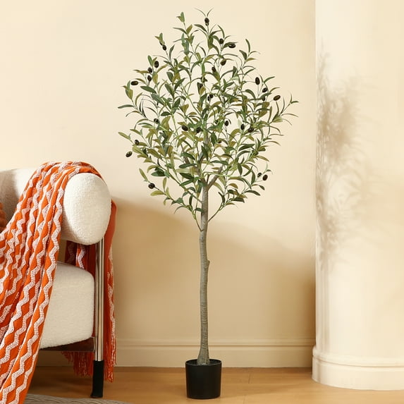 4ft Artificial Olive Tree, Lifelike Plastic Plant, Indoor/Outdoor Decor ...