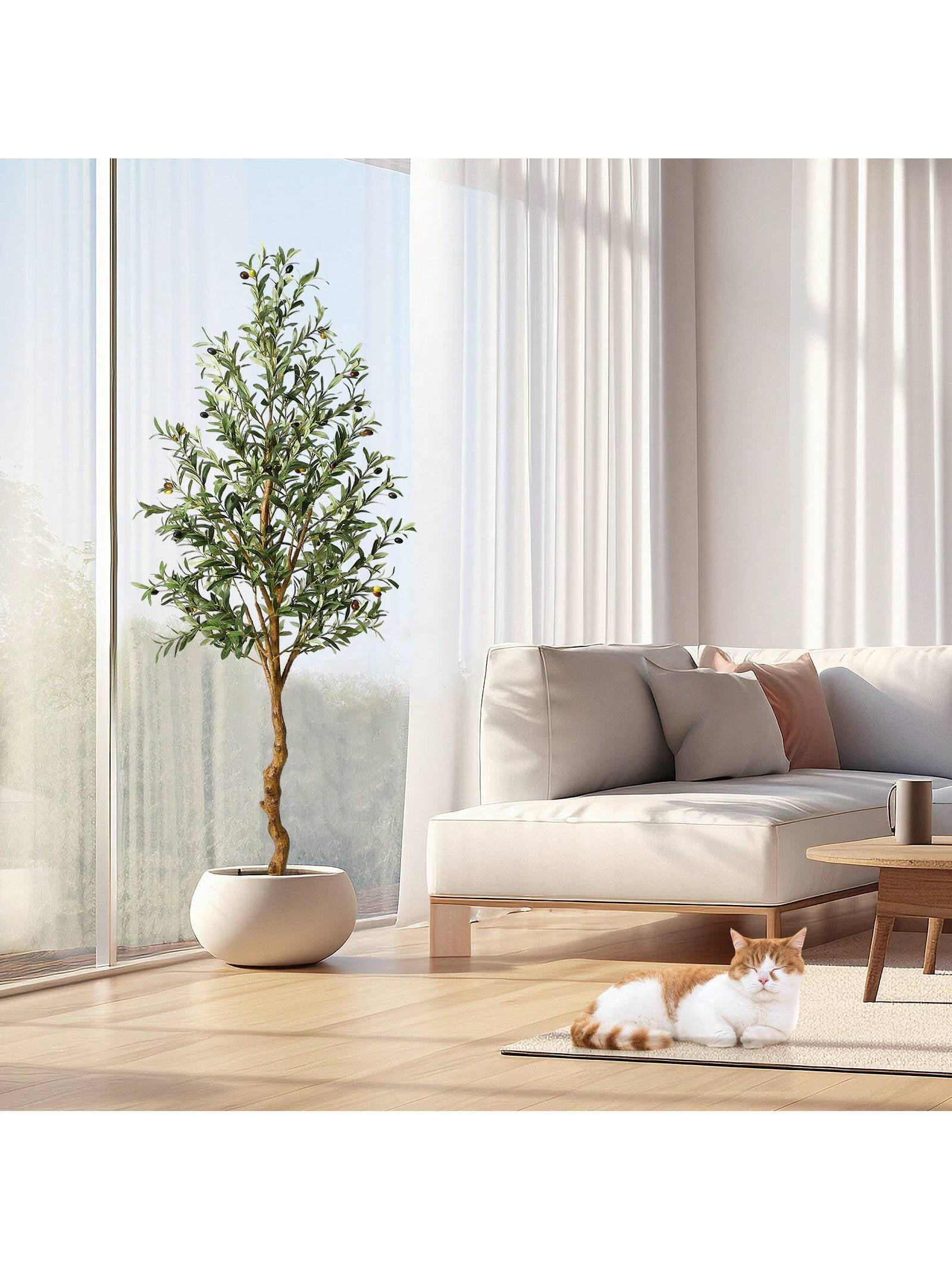 Artificial Olive Tree, 4/5/6 Feet Tall Faux Silk Olive Trees For Home ...