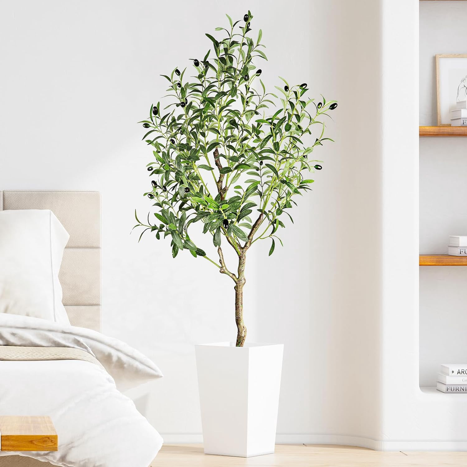 Artificial Olive Tree 4FT Tall Faux Silk Plant for Home Office Indoor ...