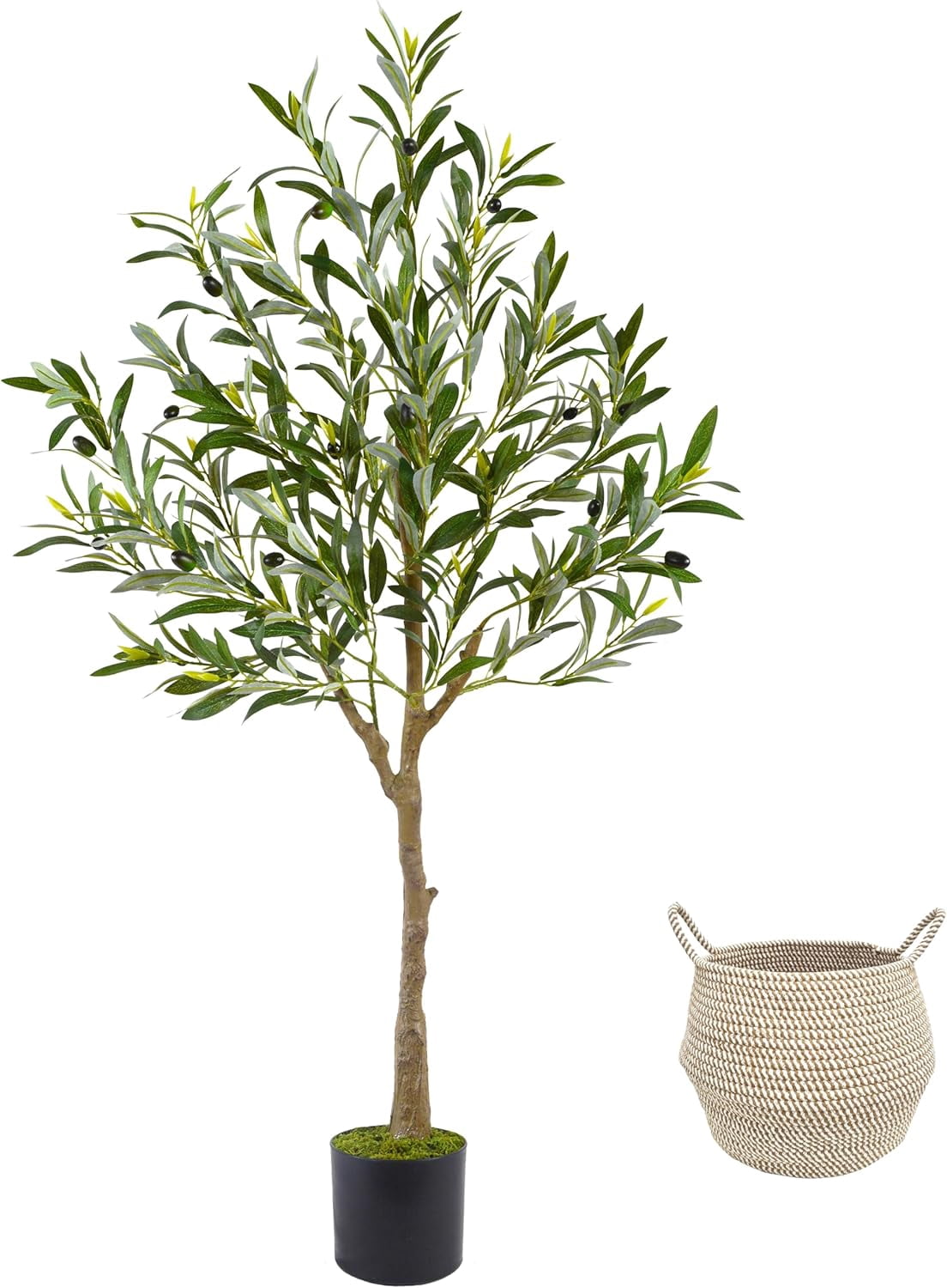 Artificial Olive Tree 4ft Tall with Basket for Indoor Outdoor Decor ...