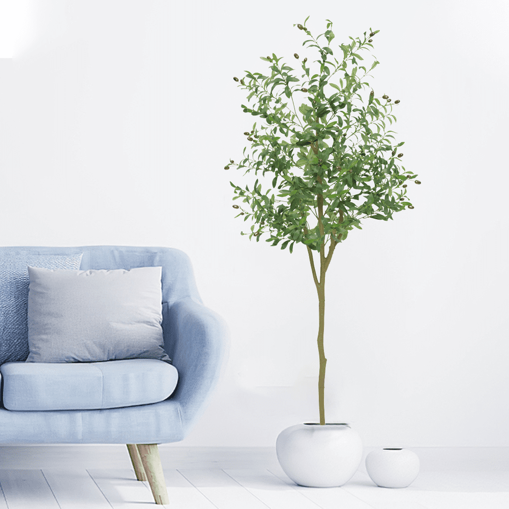 Walmart 5Ft Large Indoor Artificial Olive Tree, Natural Look Faux Silk ...