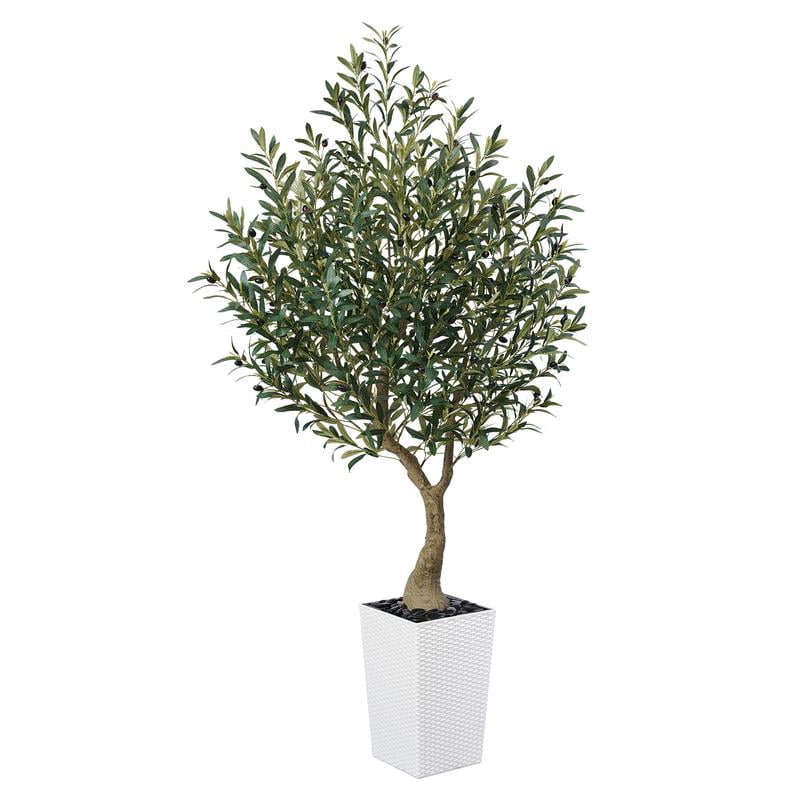 Artificial Olive Tree 5ft, Tall Fake Tree for Indoor & Outdoor Decor ...