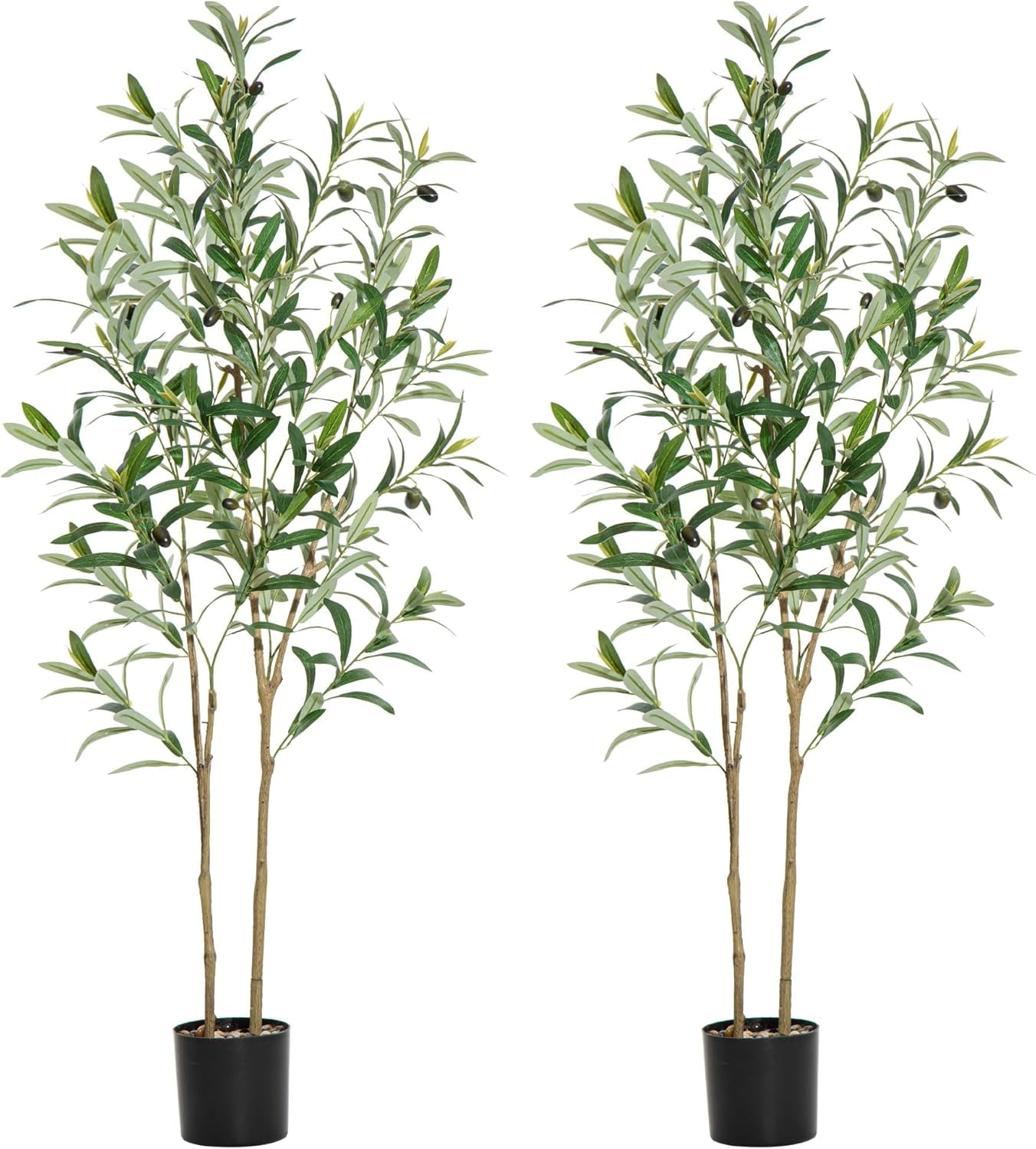 Artificial Olive Tree 5ft Tall with Natural Wood Trunk and Lifelike ...