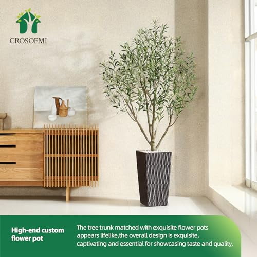 Artificial Olive Tree,6FT Fake Olive Tree in Tall Planter with Natural ...