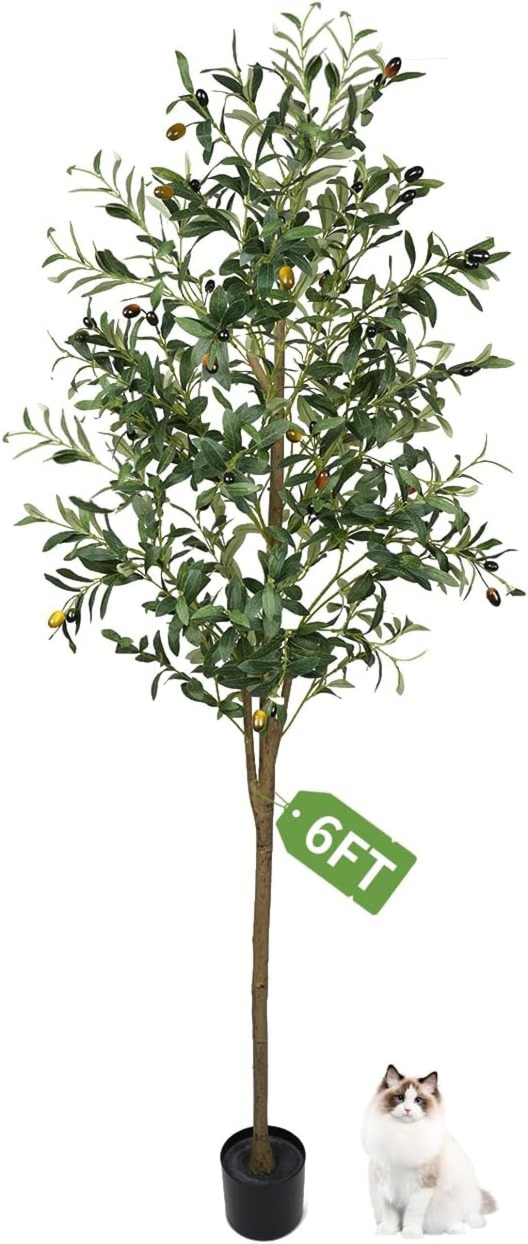 Artificial Olive Tree, 6FT Potted Silk Faux Olive Tree for Home Office ...