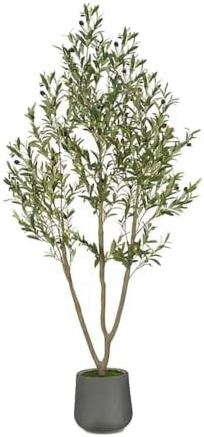 Artificial Olive Tree, 6FT Tall Faux Olive Tree with Gray Planter ...