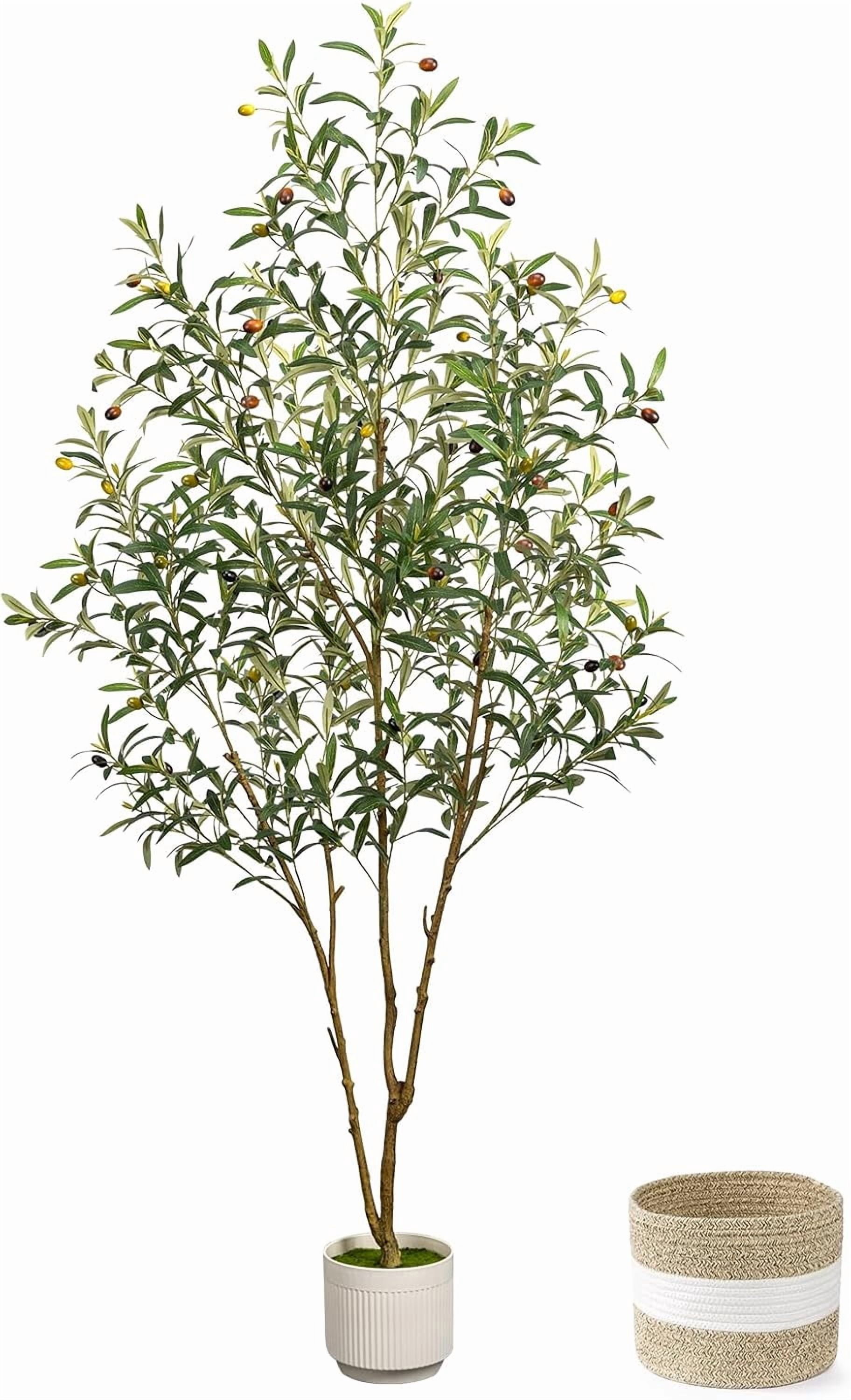 Artificial Olive Tree 6FT - Tall Faux Trees Indoor with Planter&Cotton ...