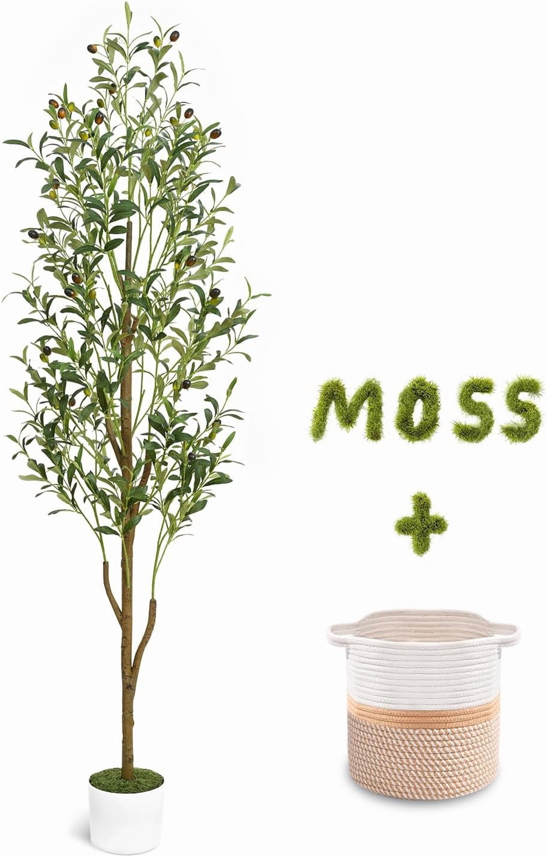 Artificial Olive Tree, 6FT Tall Faux Trees with Planter & Basket ...