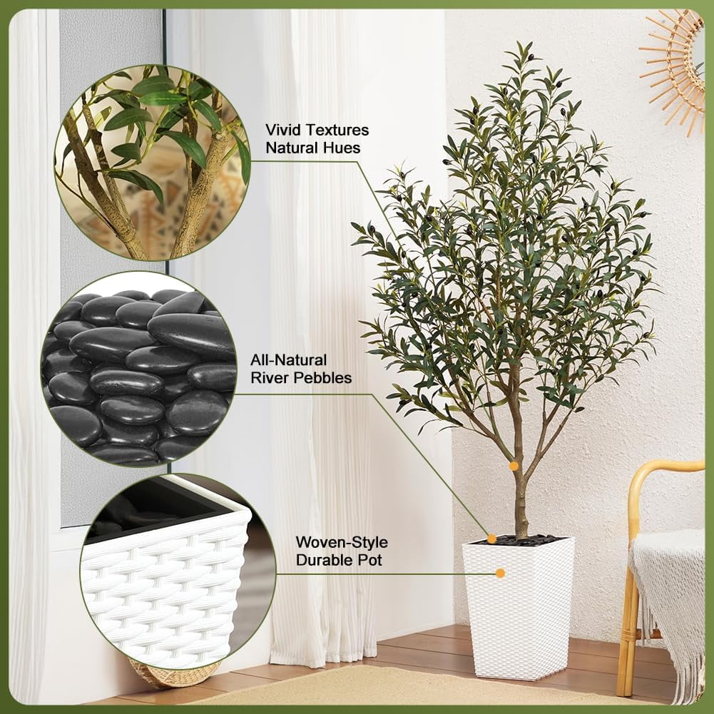 Artificial Olive Tree 6FT Tall, UV Resistant Faux Potted Tree with ...