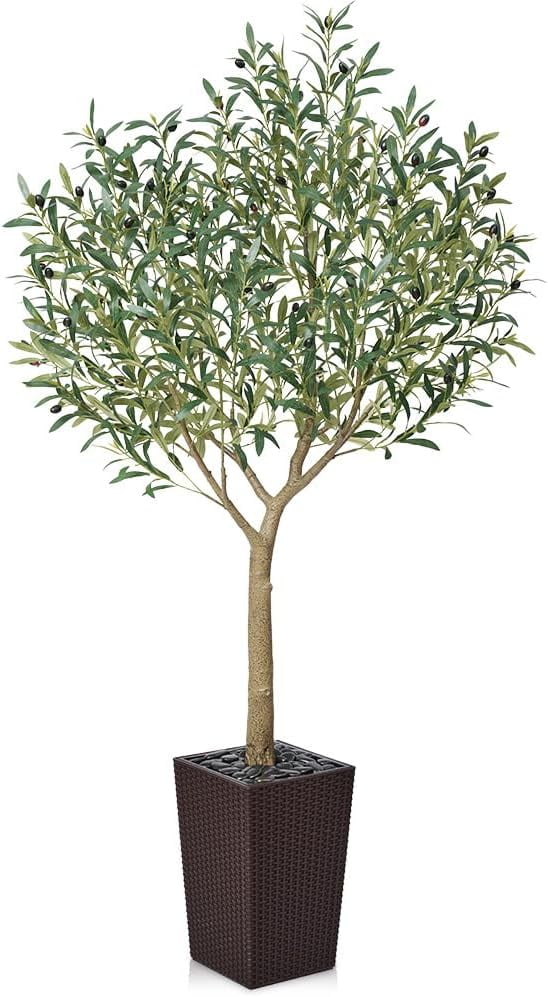 Artificial Olive Tree 6FT, UV Resistant Tall Fake Tree Indoor Outdoor ...