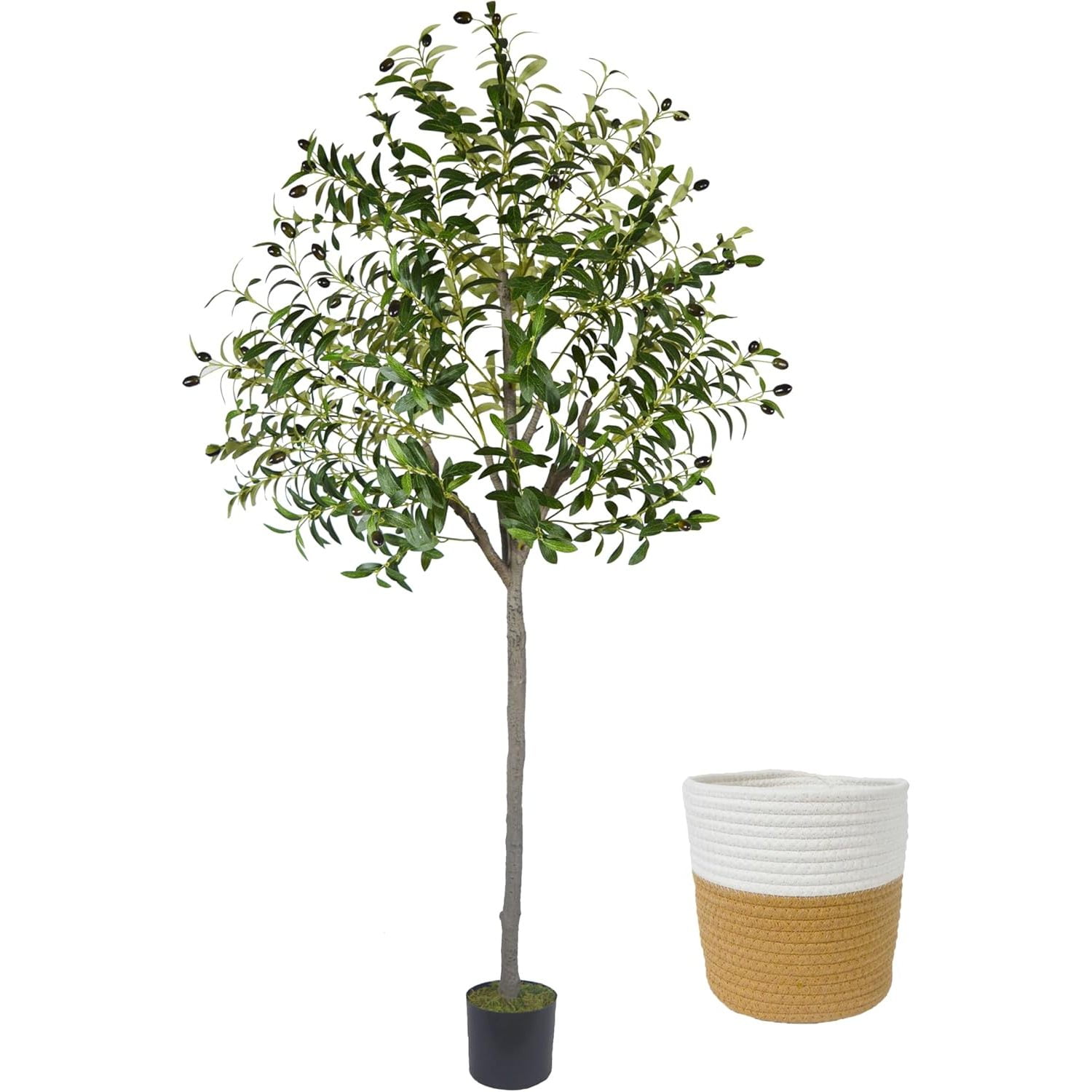 Artificial Olive Tree, 6ft Fake Olive Branch Leaves and Fruit Plant ...