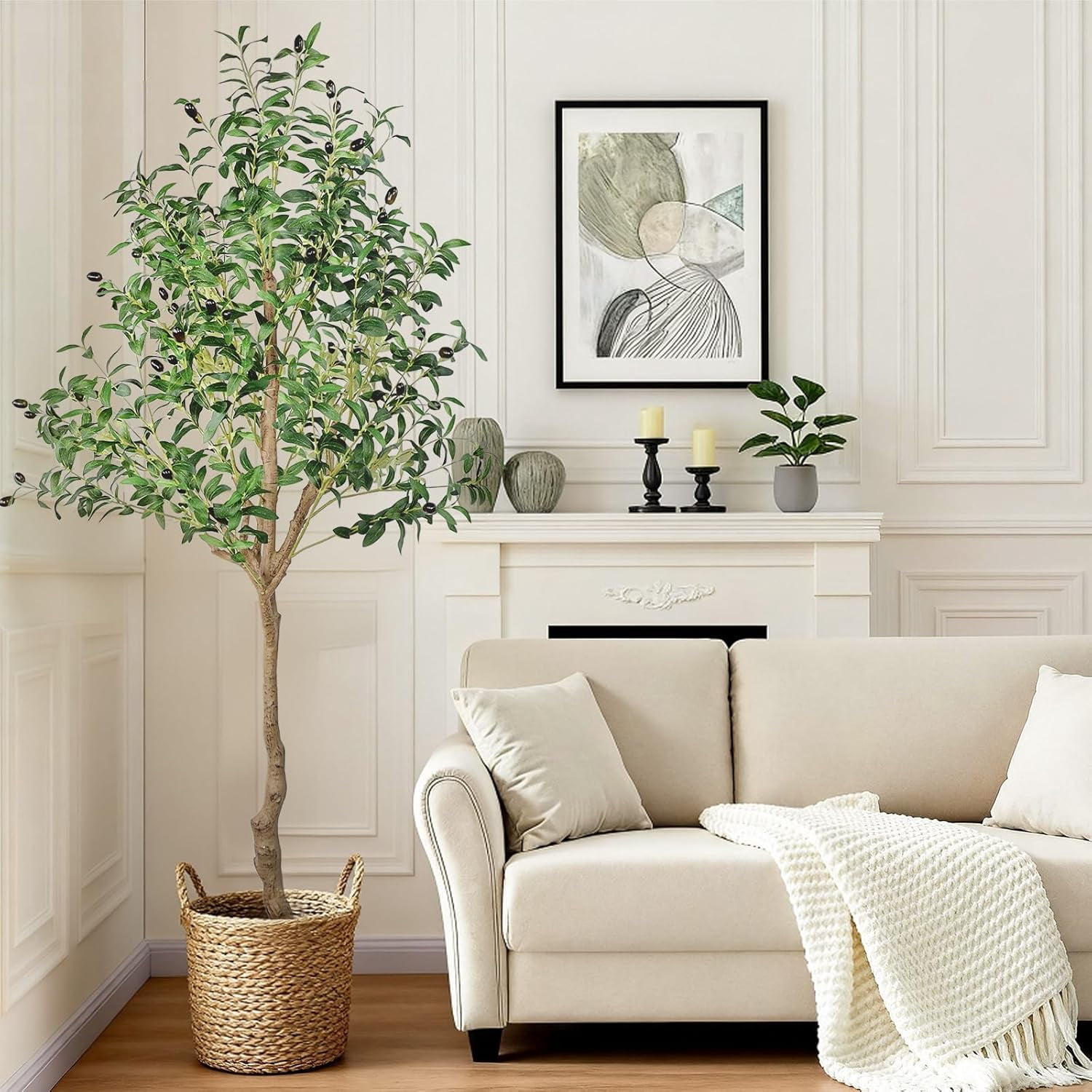 Artificial Olive Tree 6ft, Tall Faux Silk for Office Decor Indoor, Faux ...