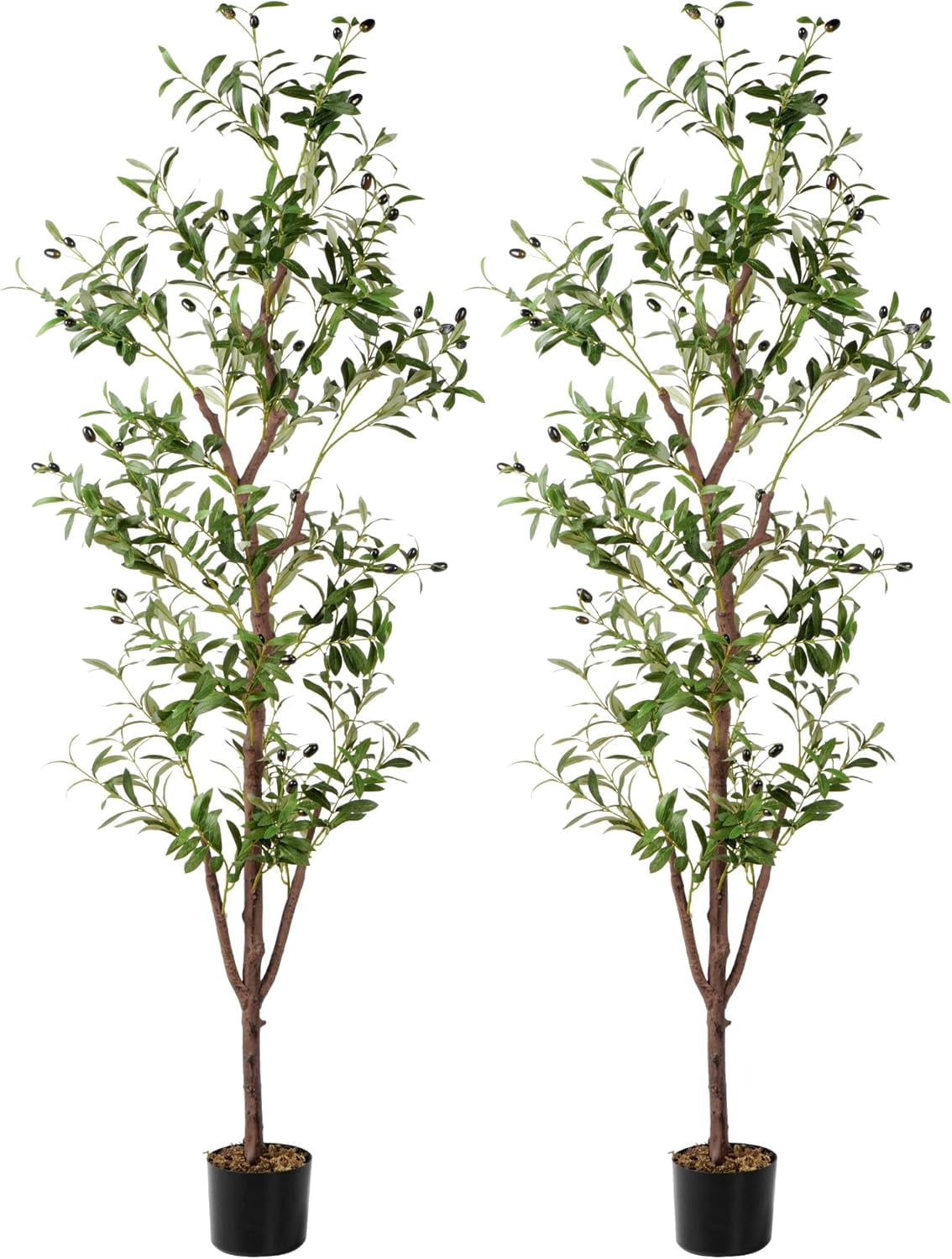 Artificial Olive Tree 7ft（84in） Tall Faux Olive Tree, Realistic Silk ...