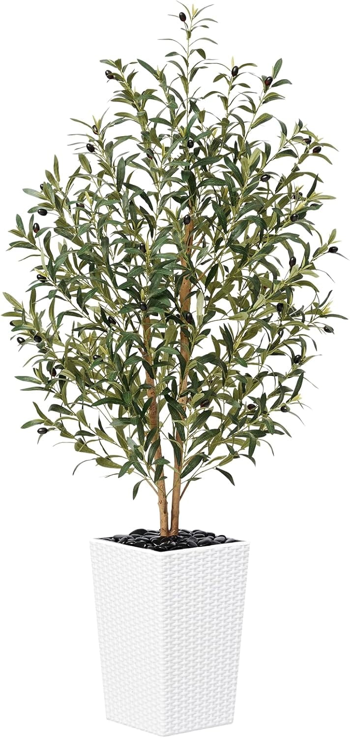 Artificial Olive Tree - Faux Olive Trees with Natural Wood Trunk, Silk ...