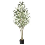 5 Feet (60'') Artificial Olive Tree Fluffy Plants Indoor for Home ...