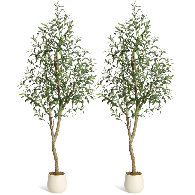 Artificial Olive Tree, UV Resistant Fake Realistic Olive Tree in White ...