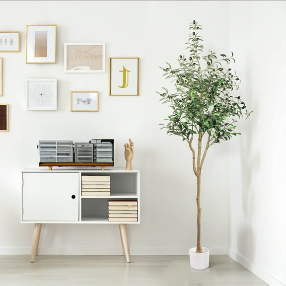 7ft Artificial Olive Tree, 1800 leaves with Lively Trunk and Lifelike ...
