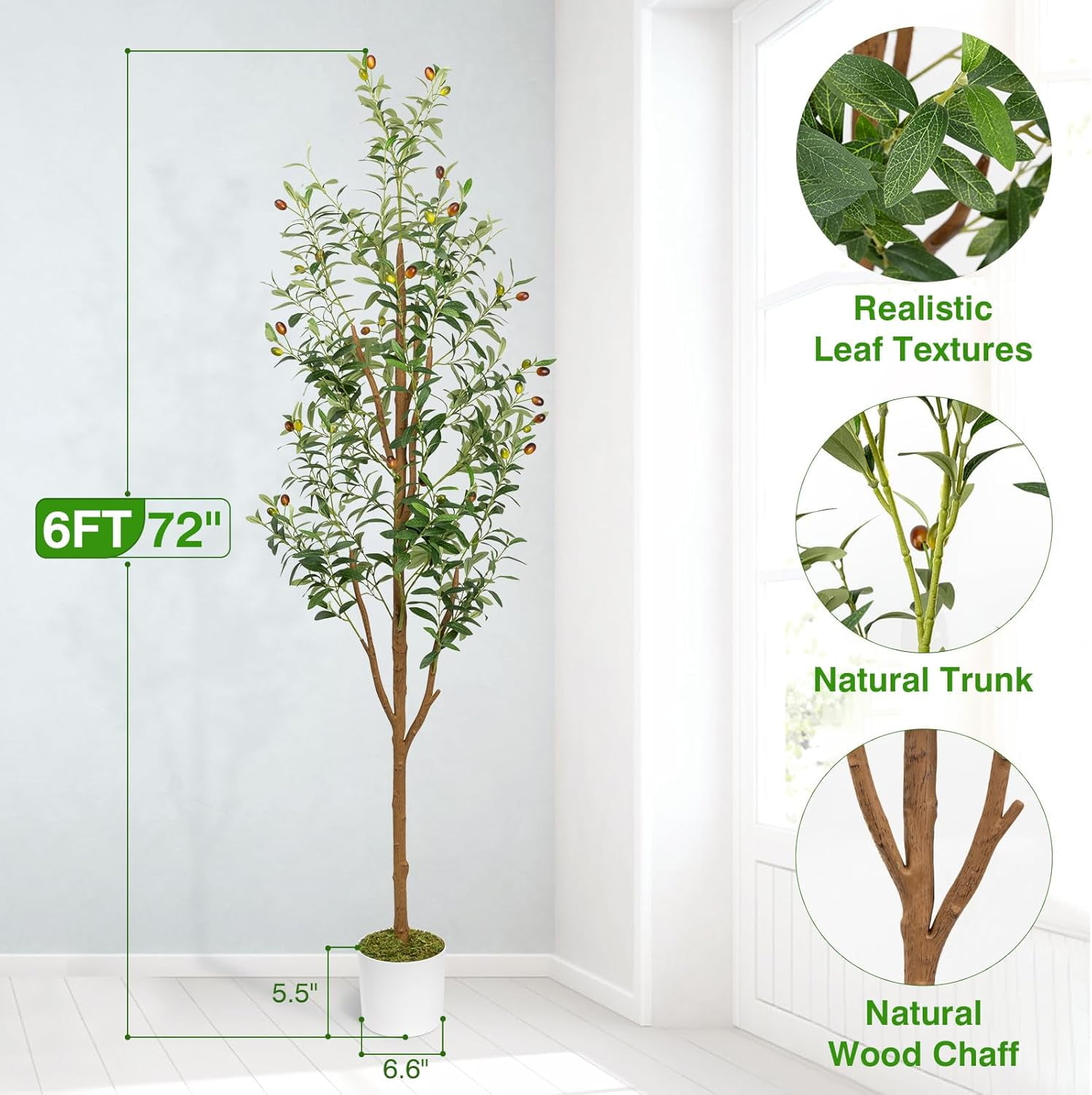 Artificial Olive Trees 6FT - Large Faux Olive Tree for Indoor with ...