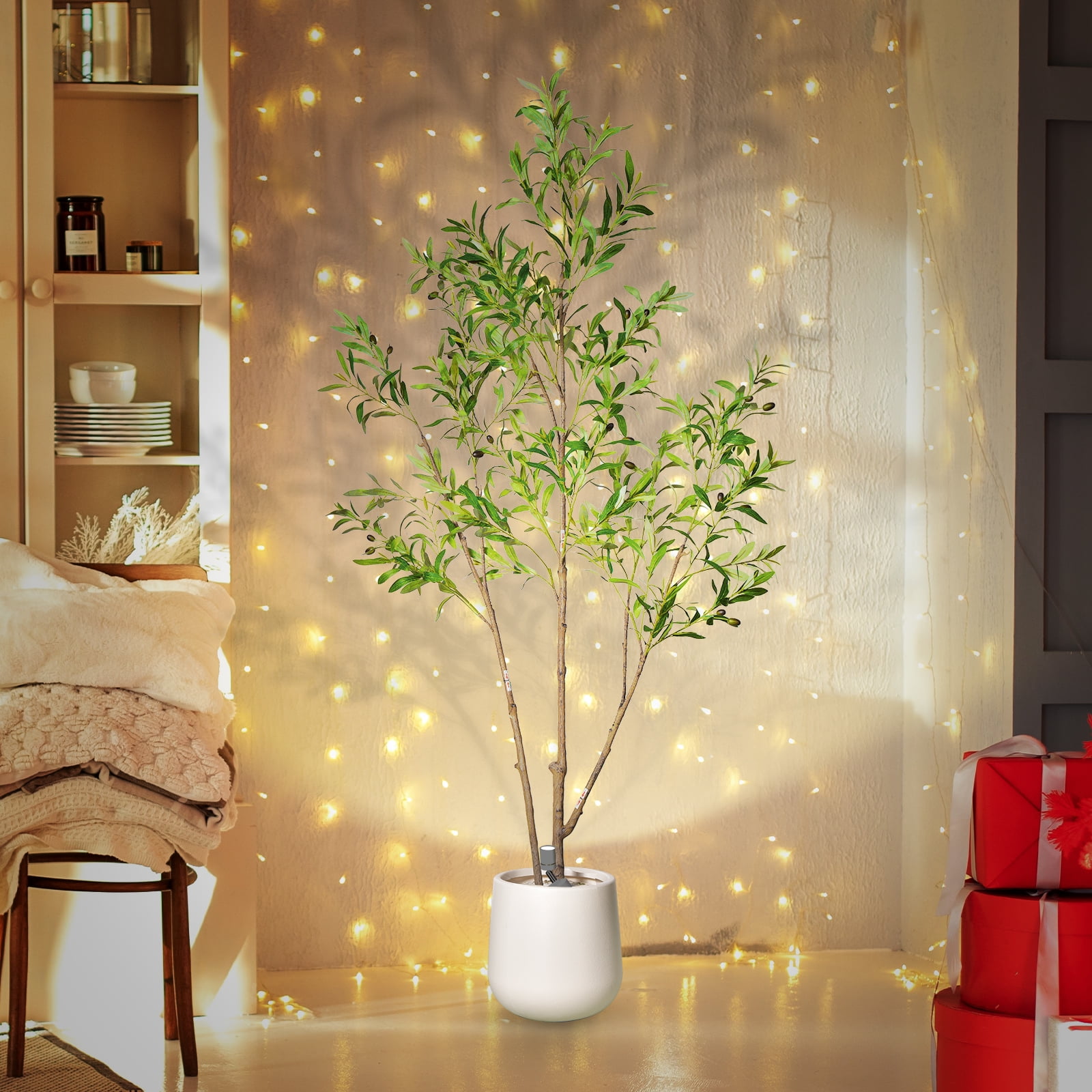 Artificial Olive Trees with Warm LED Spotlights, 6FT Tall Fake Olive ...