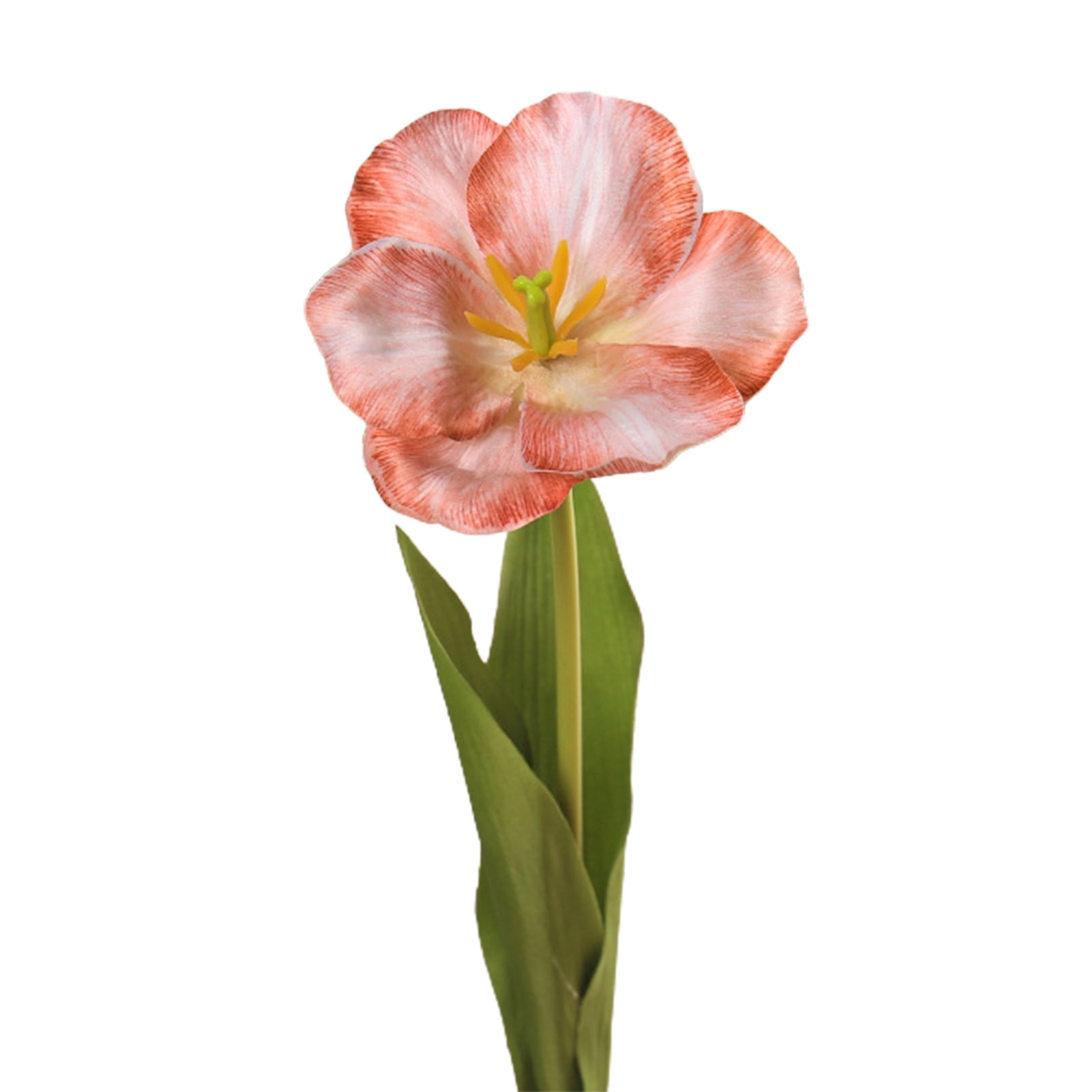 Artificial Opening Tulip with Stem Realistic Fake Silk Flower Home ...
