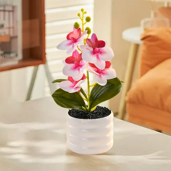 Artificial Orchid Bonsai in Decorative Pot, Silk Phalaenopsis Flora for ...
