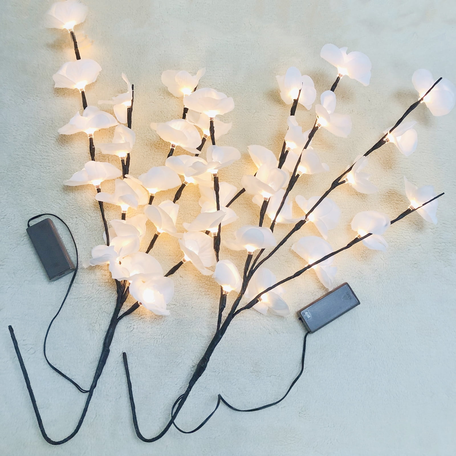 Artificial Orchid Branches Lights,2pcs Phalaenopsis Decorative Tree ...