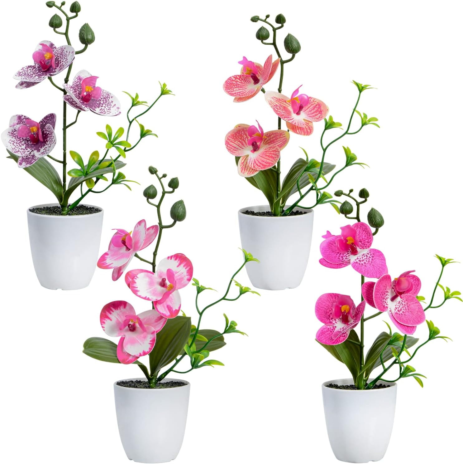 Artificial Orchid Flowers Mini Potted Orchid Flowers Fake Orchids with ...