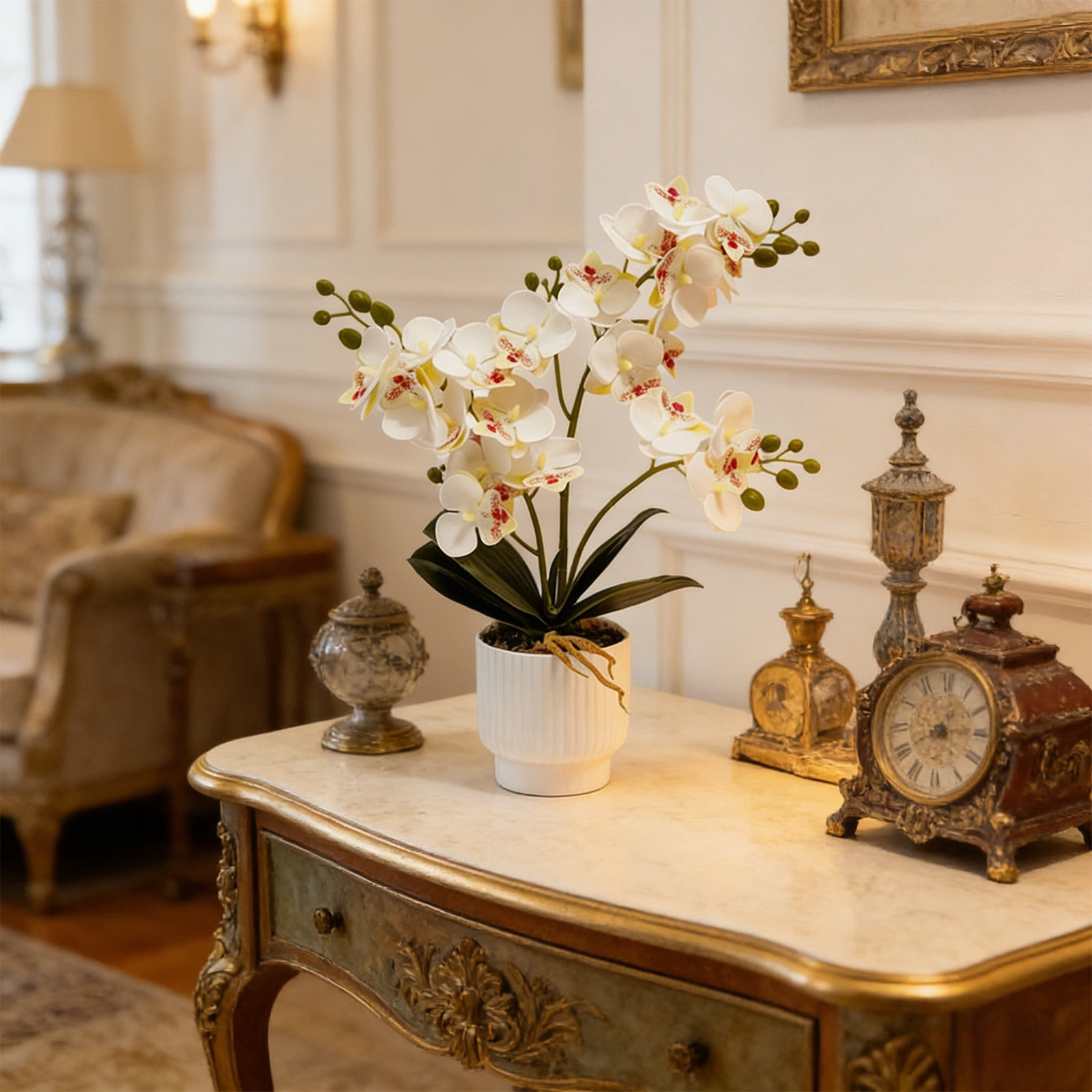 Artificial Orchid Potted | Fake Silk Flower Bonsai Tree | Home Office ...