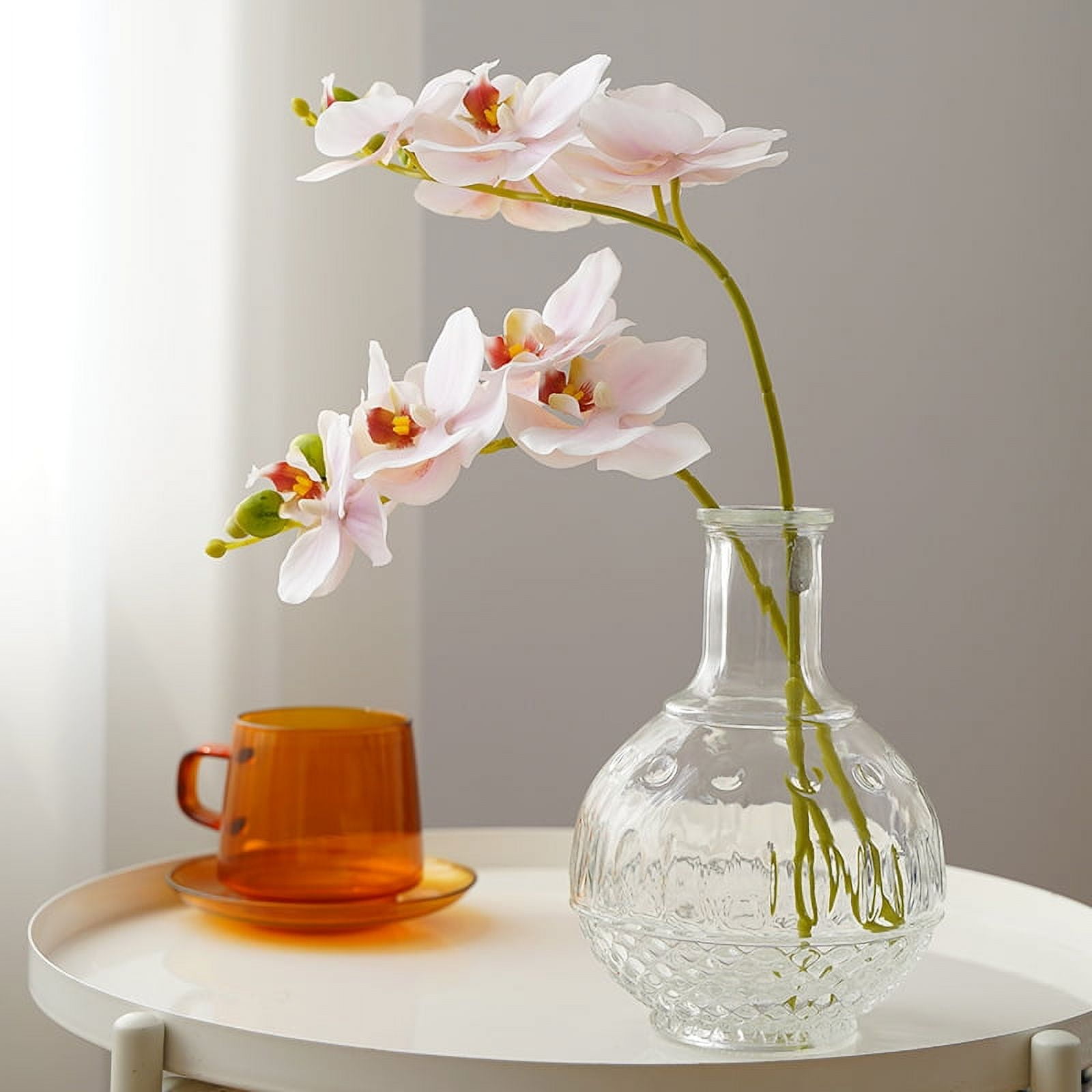 Artificial Orchid Stems 17.7inch 5 Heads Fake Orchid Flower Real Touch ...