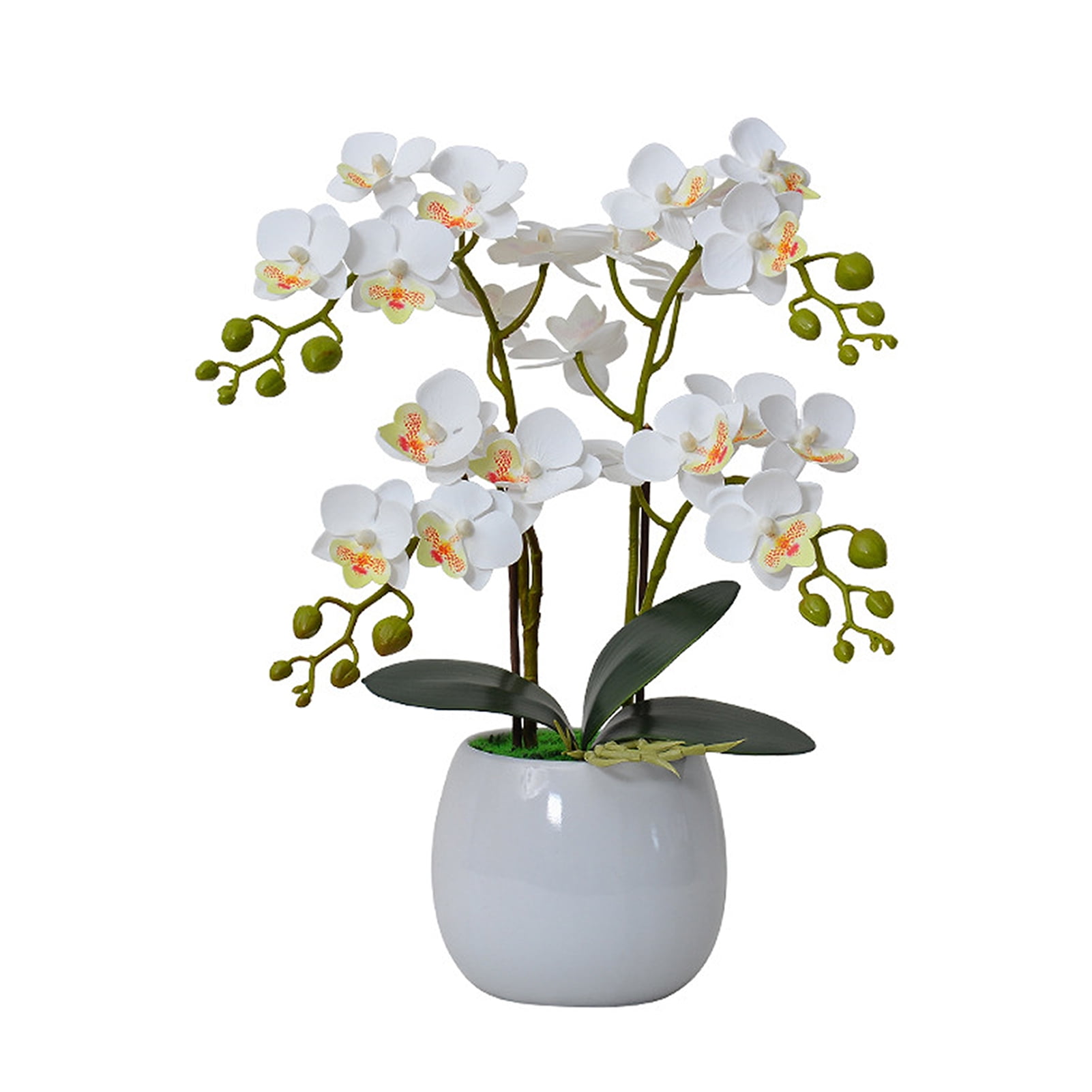 Artificial Orchids Flowers Fake Orchid with Pots13.8" White Bendable ...