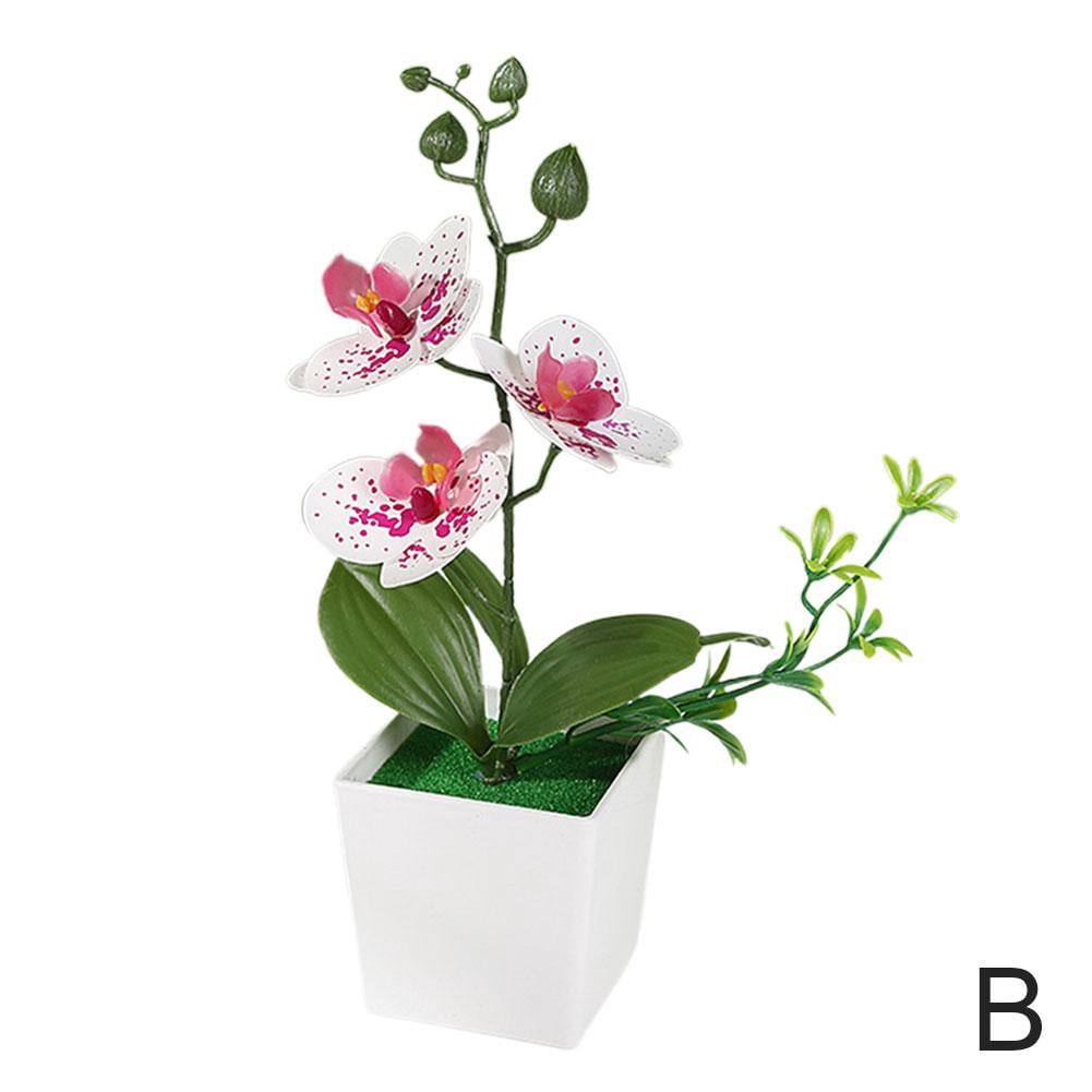 Artificial Orchids Plastic Phalaenopsis Orchid Flower Plant Pot Faux ...