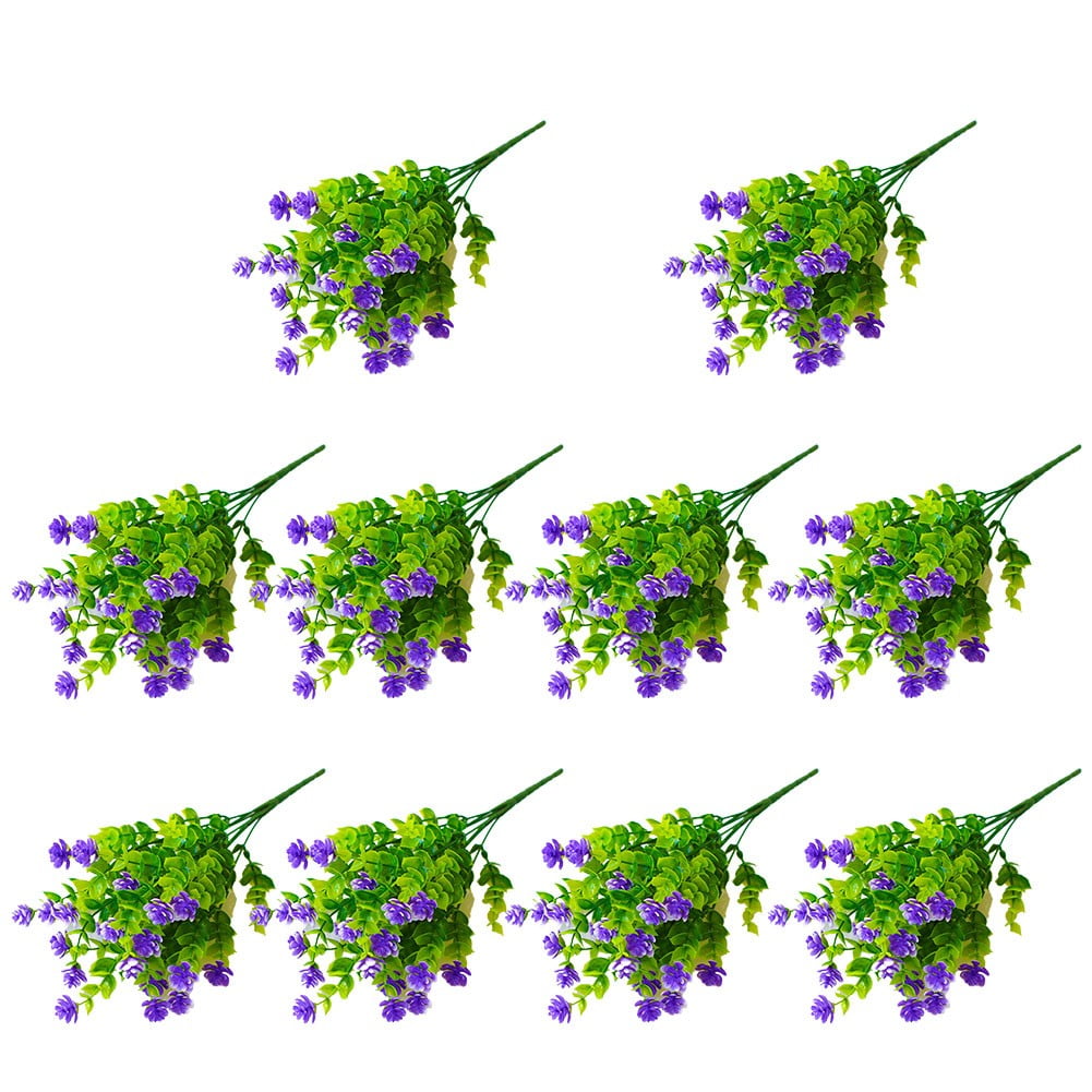 Artificial Outdoor Flowers, 10 Pack Plastic Plants For Garden Decor ...