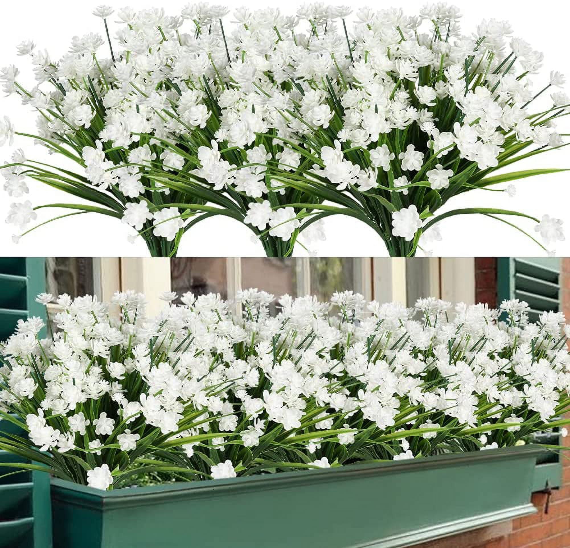 Artificial Outdoor Flowers, 8 Bundles Fake UV Resistant Foliage ...