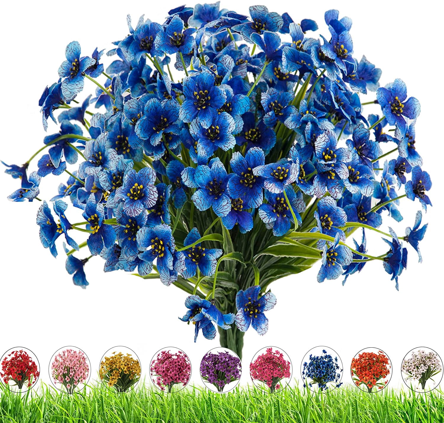 Artificial Outdoor Flowers,8 Bundles UV Resistant Fake Flowers,Outdoor ...