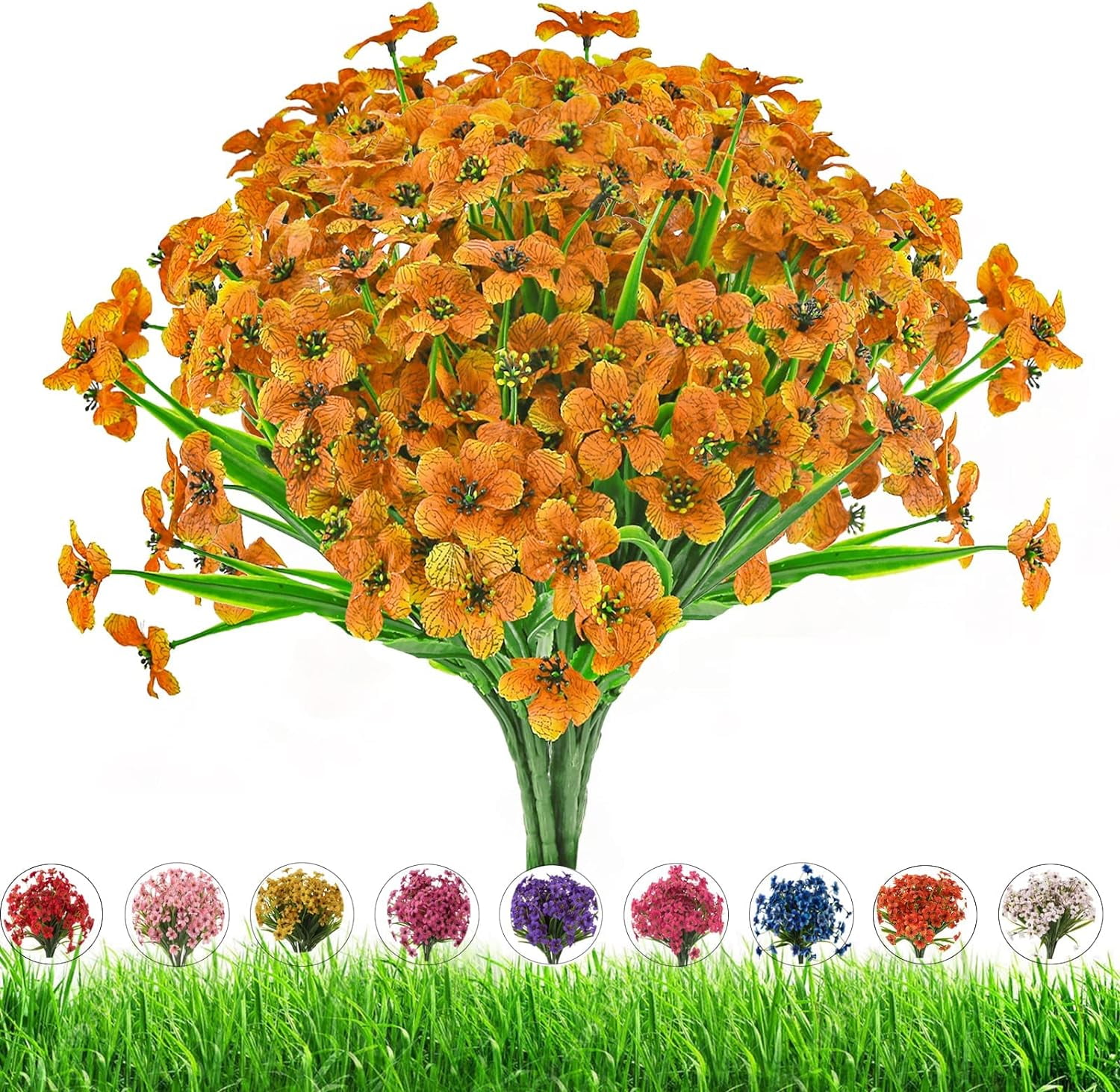 Artificial Outdoor Flowers,8 Bundles UV Resistant Fake Flowers,Outdoor ...