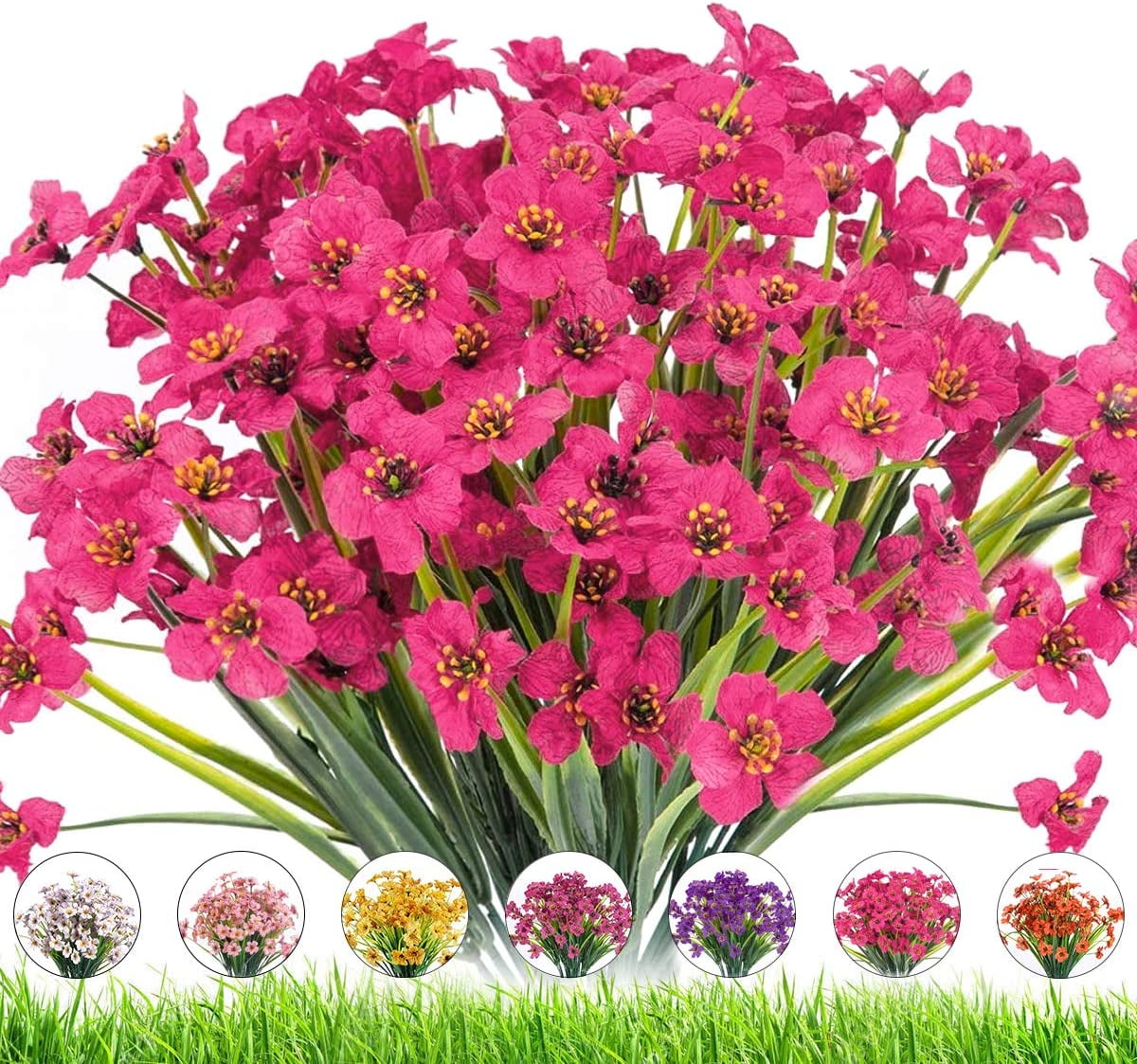 Artificial Outdoor Flowers,8 Bundles UV Resistant Fake Flowers,Outdoor ...