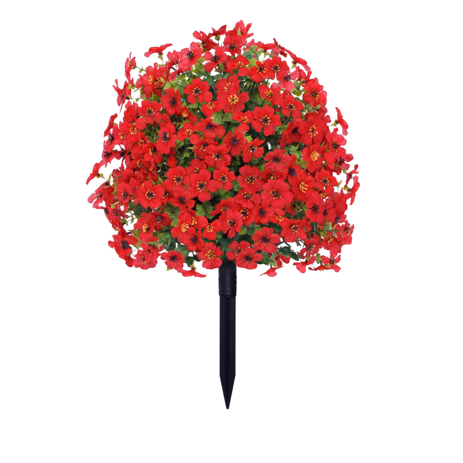 Artificial Outdoor Red Flower Ball with Stake,UV Resistant Faux Hanging ...