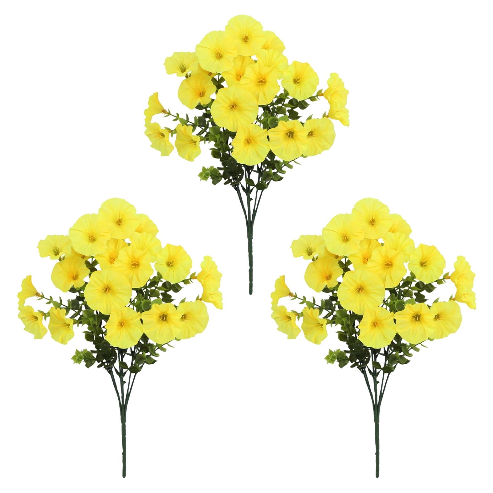 Artificial Outdoor Silk Flowers 3-Pack | Realistic Lifelike Morning ...