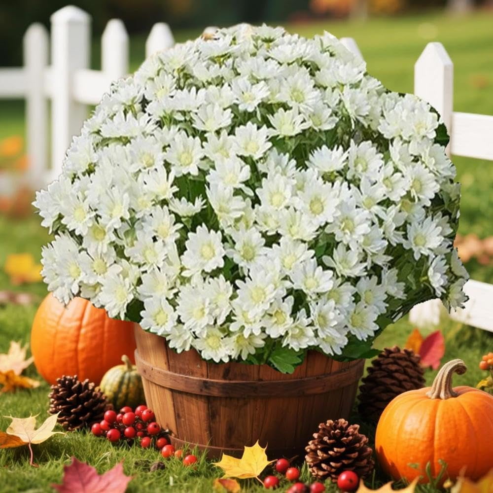 Artificial Outdoor Sunset Mums Flowers, UV Resistant, Waterproof ...