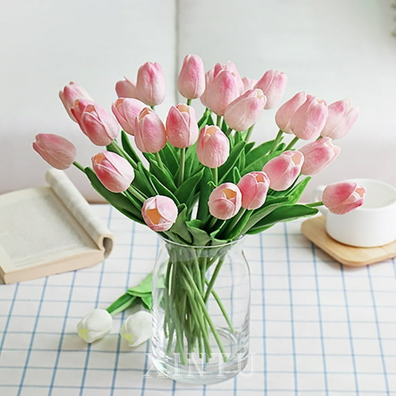 Artificial PU Tulips 10Pcs Real Touch Fake Flower Arrangement Bouquets ...