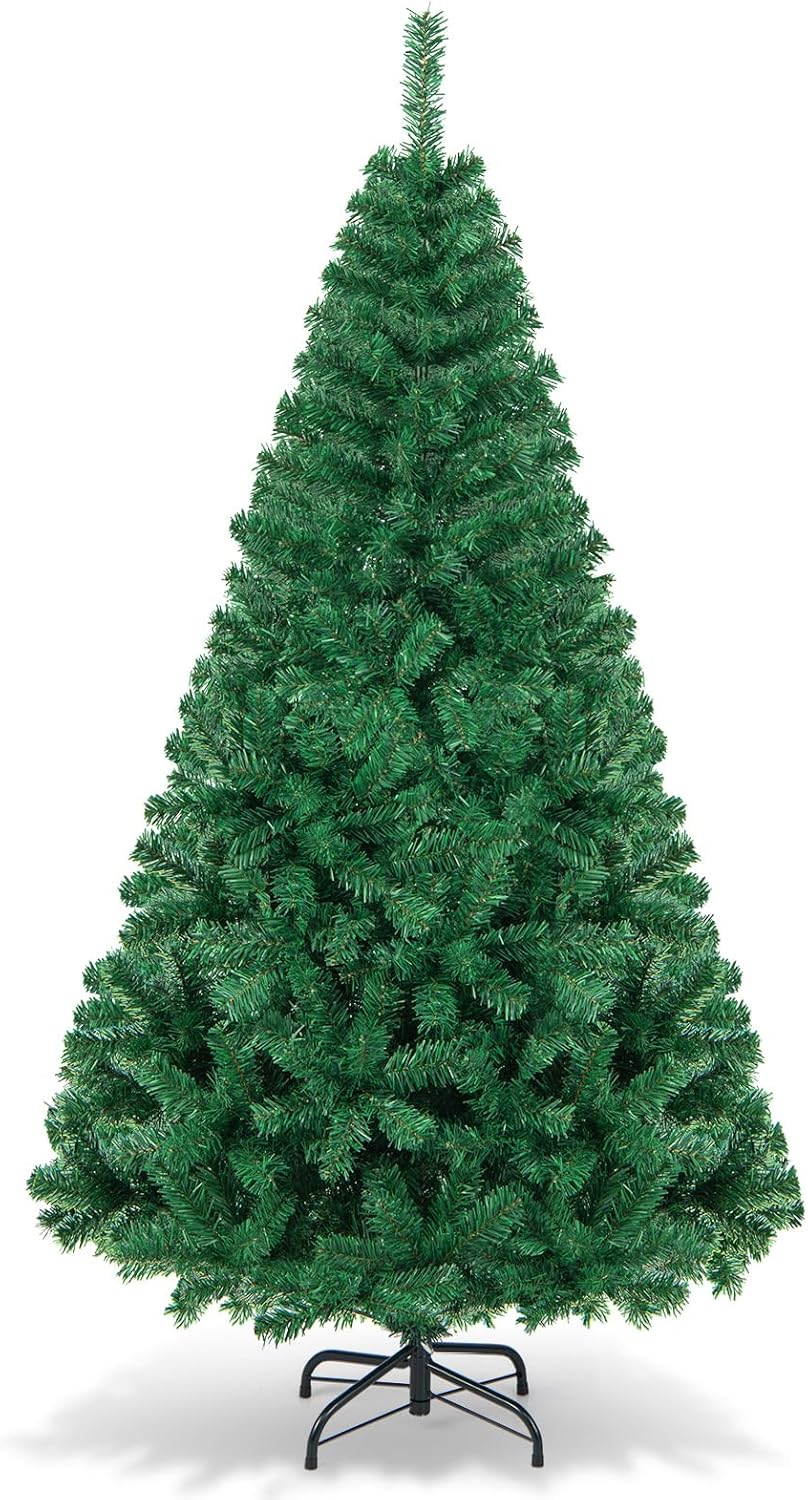 FORCLOVER 6FT Artificial Christmas Tree, PVC Xmas Tree with Solid Metal ...