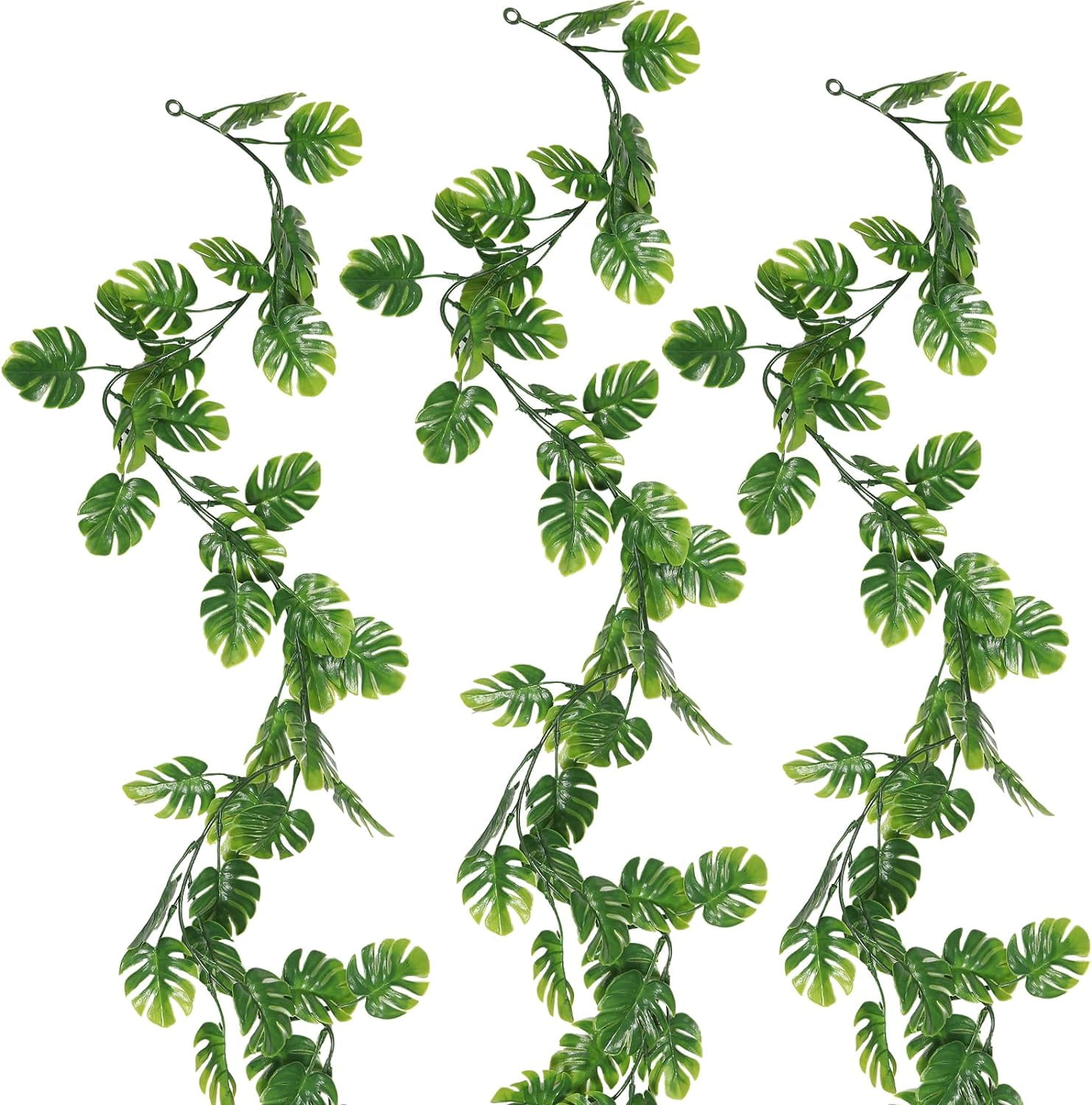 Artificial Palm Leaves Vines 3Pcs, 5.9FT Outdoor Fake Hanging Plant Ivy ...