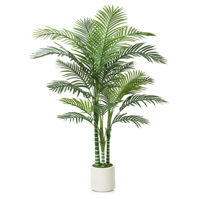 Artificial Palm Tree, 5FT Fake Tree for Indoor,Faux Golden Cane Palm ...