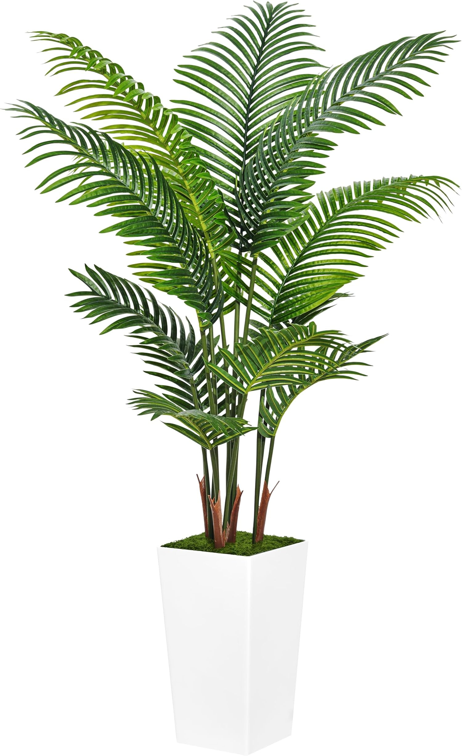Artificial Palm Tree 5FT - Tree with White Tall Planter - Faux Tropical ...