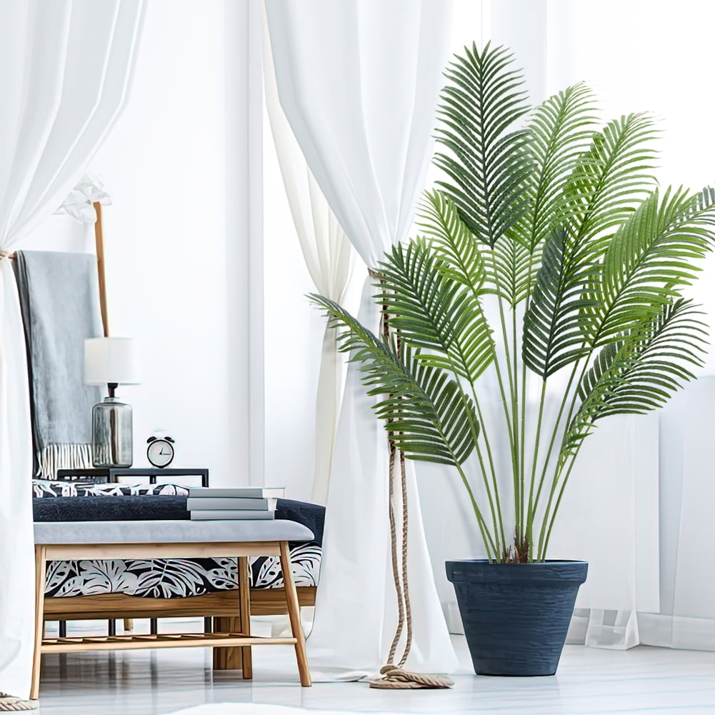 Artificial Palm Tree, 5ft/6ft Tall Fake Tropical Palm Tree with ...