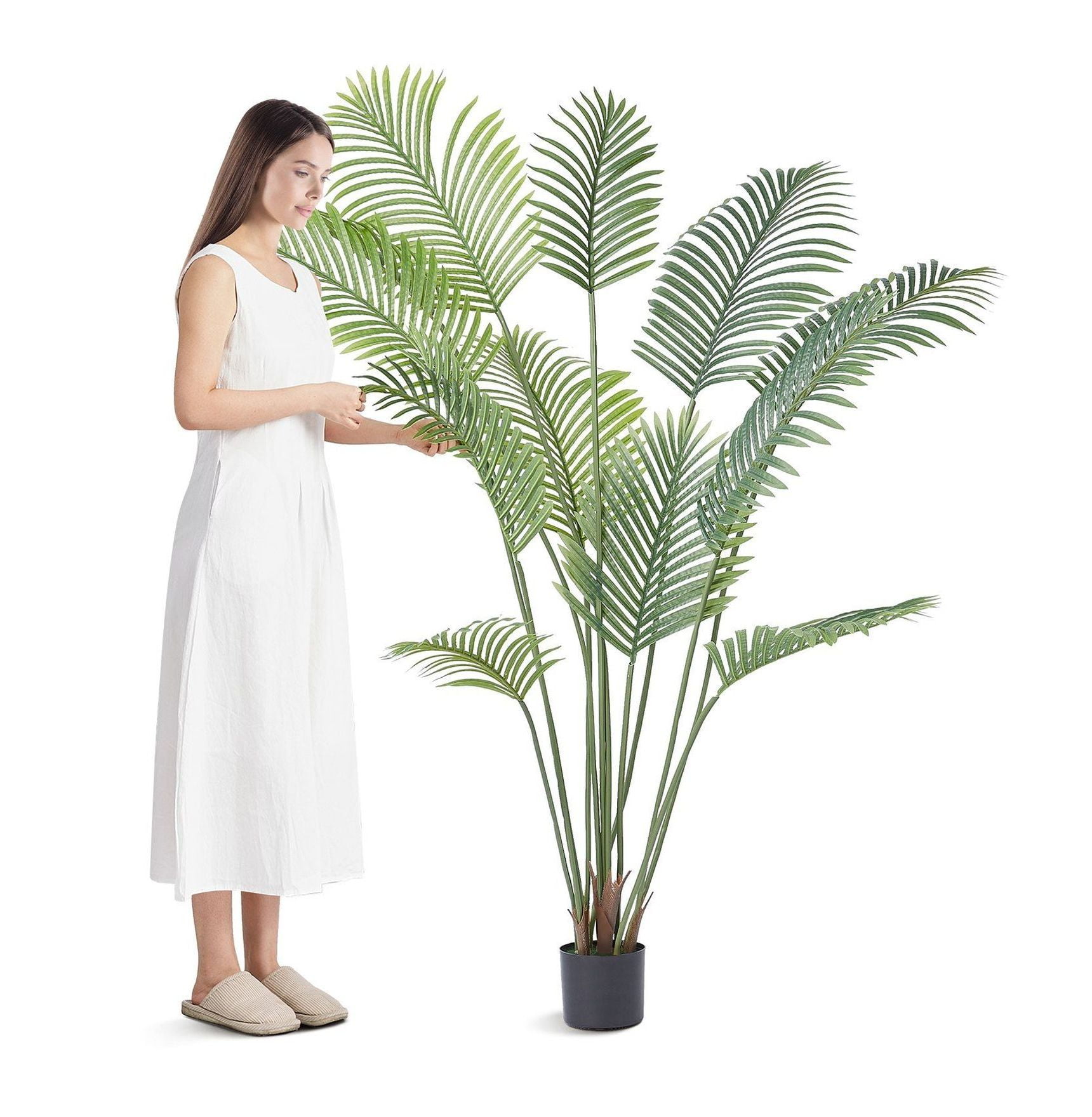 Artificial Palm Tree 6 FT, Faux Plant Indoor Outdoor, PE Material, Anti ...
